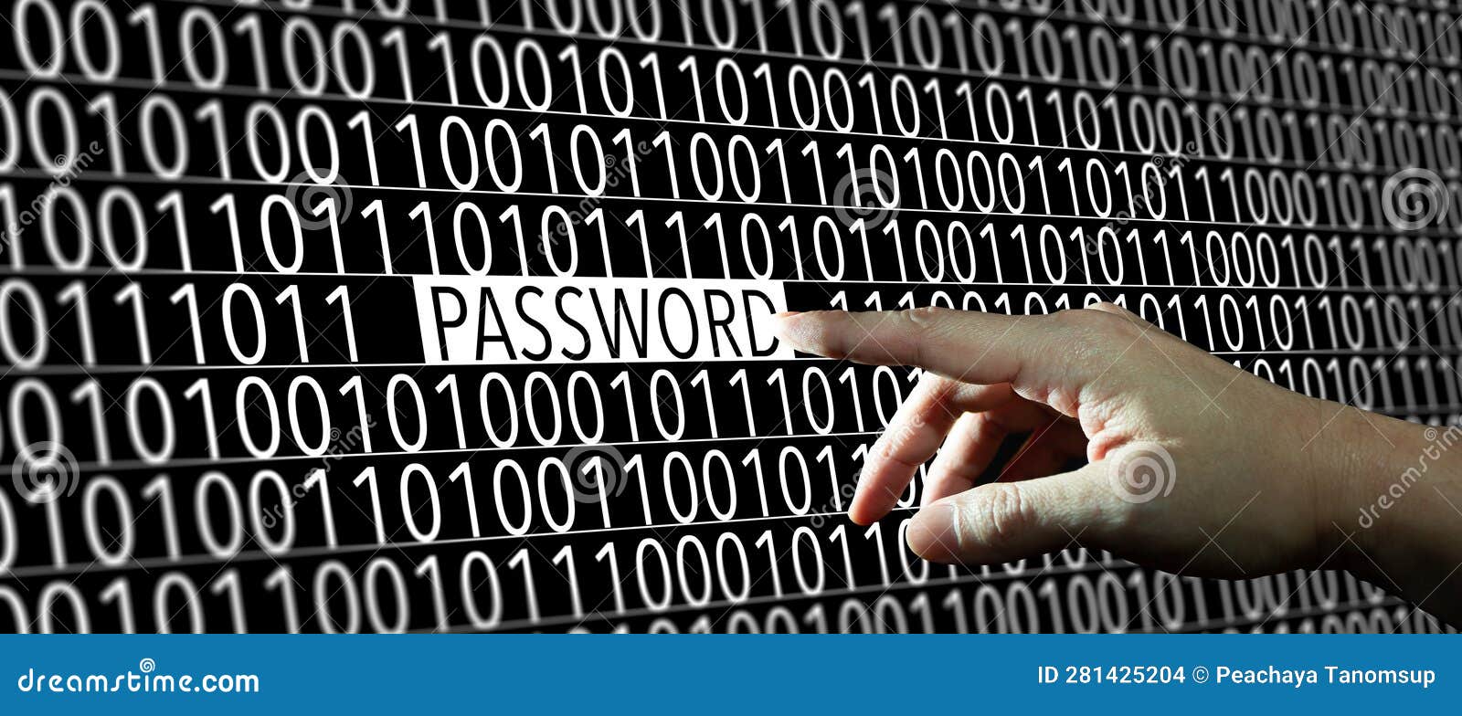 Hand on Password. Password with Binary Code Stock Photo - Image of access, information: 281425204