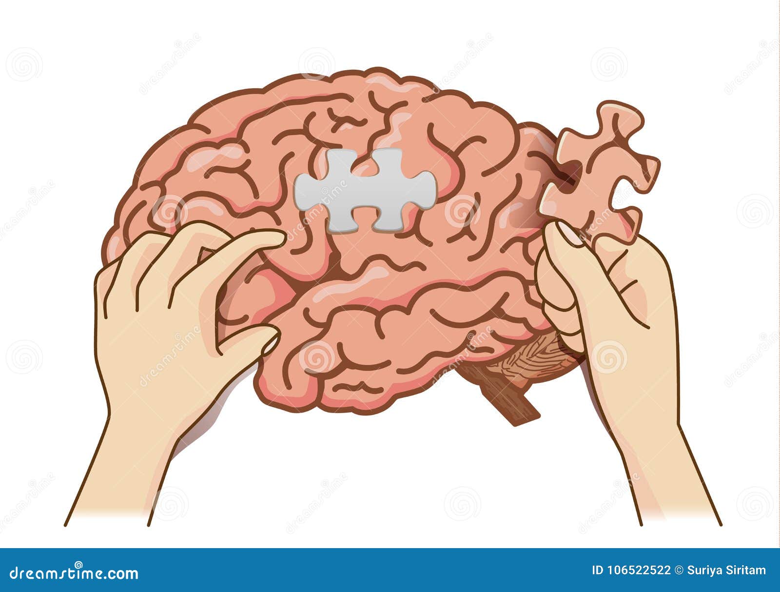 Hand Paste the Last Piece To Complete the Brain Puzzle Jigsaw. Stock ...
