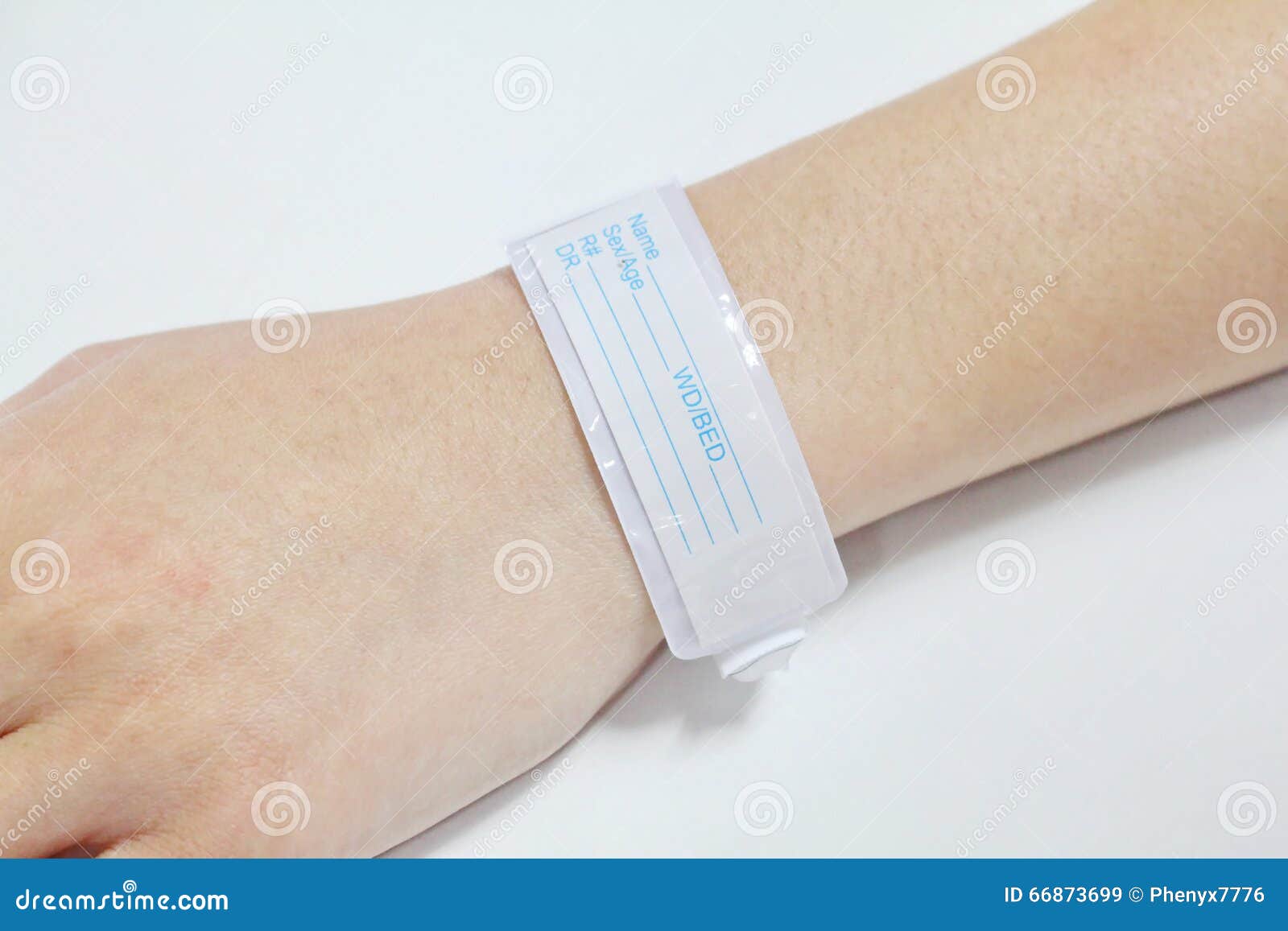 Hand with Patient Identification Bracelet Stock Image - Image of ...