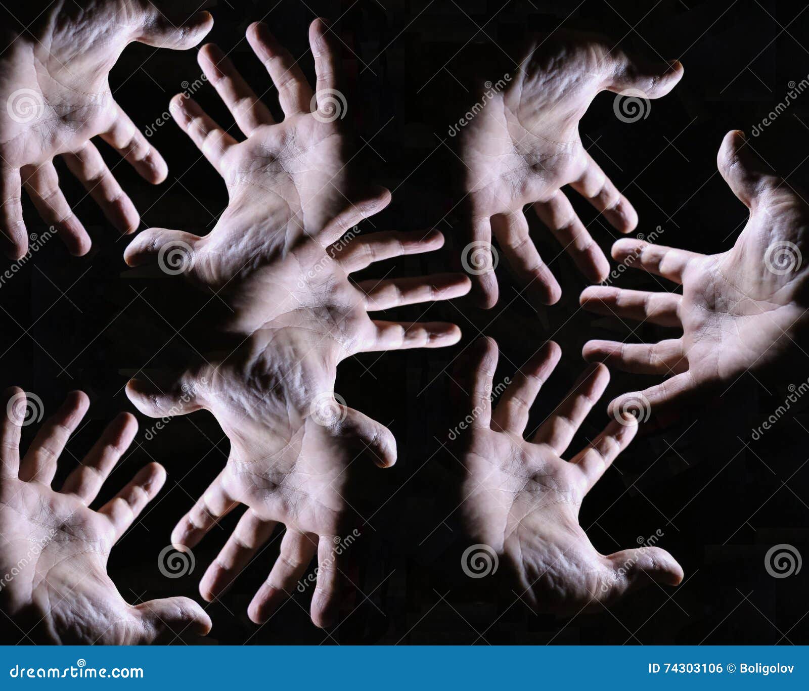 Hand Pattern on Dark Background Stock Photo - Image of painting ...
