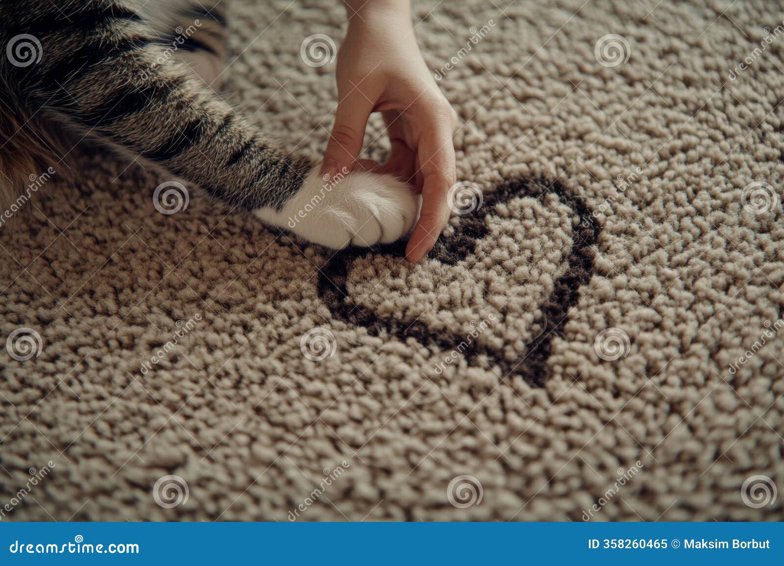 The Hand and Paw of a Person Form a Heart. Stock Image - Image of trust ...