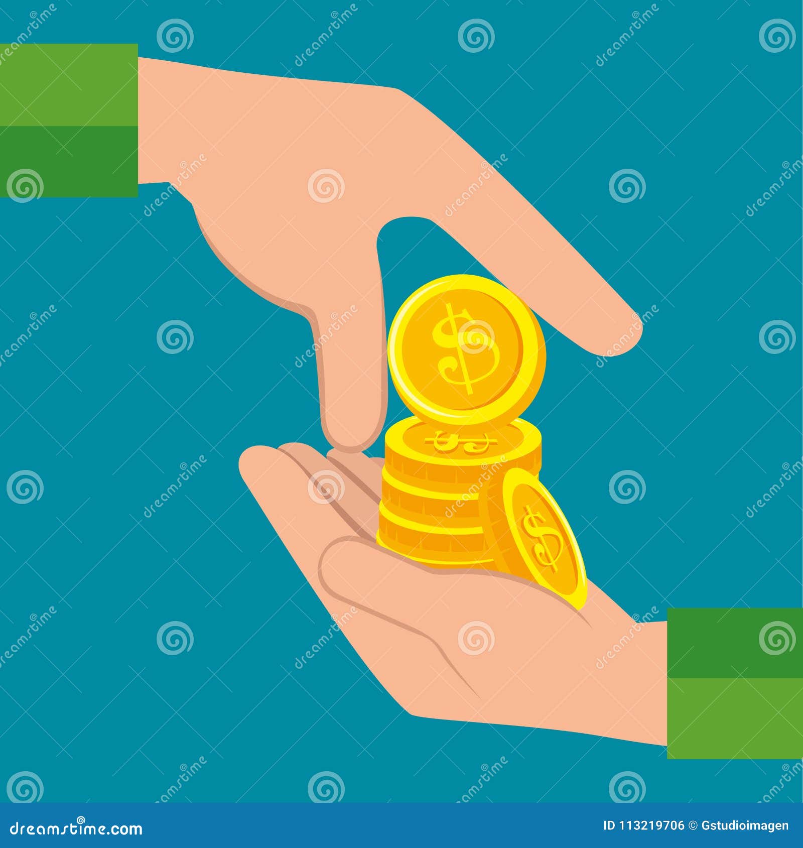 Hand pay coins icon stock vector. Illustration of currency - 113219706