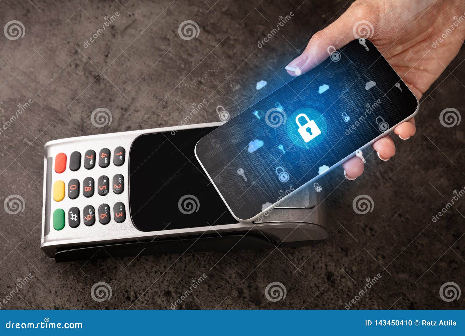 Hand Paying with Cellphone on POS Stock Photo - Image of cashless ...