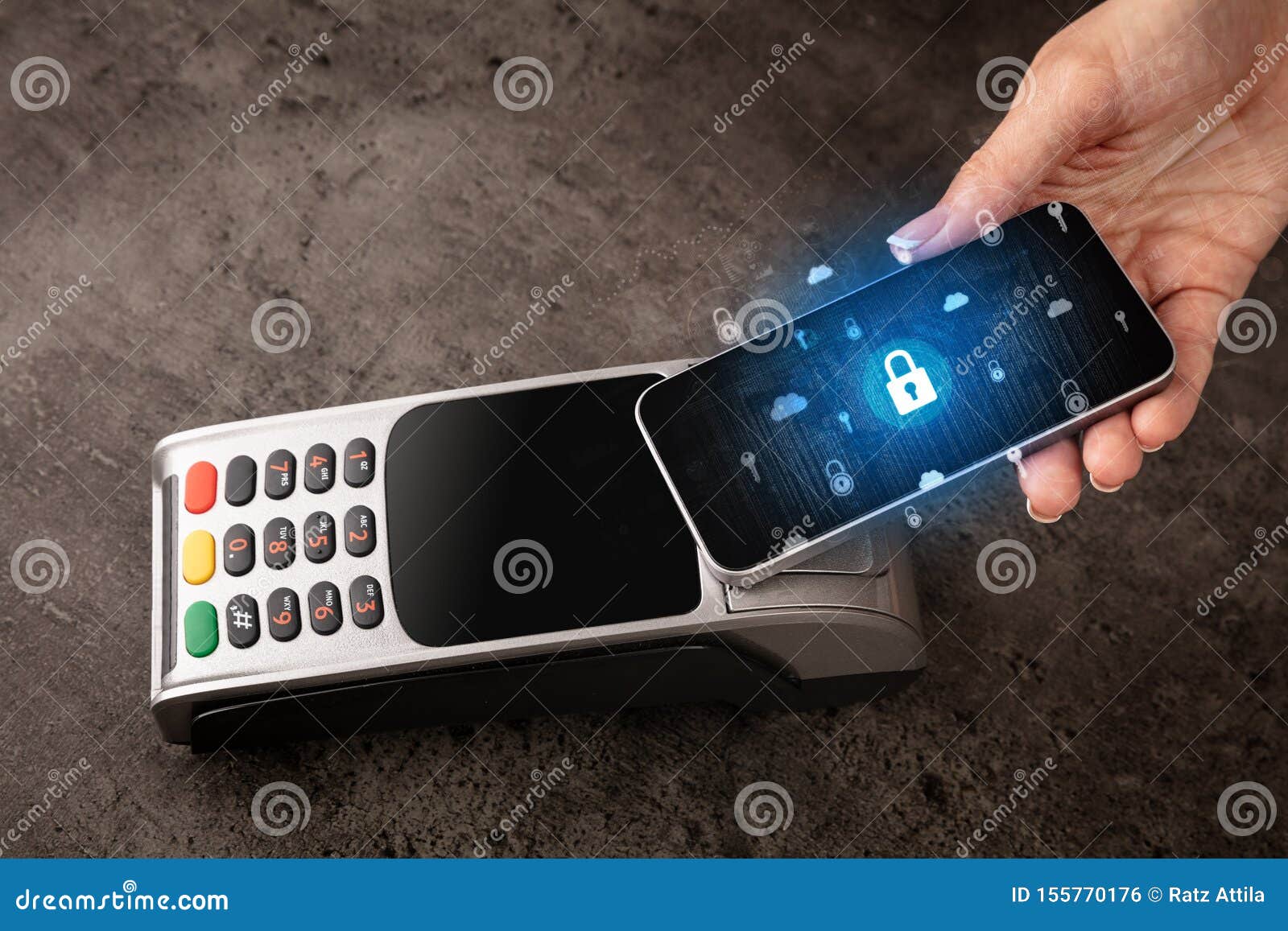 Hand Paying with Cellphone on POS Stock Photo - Image of electronic ...