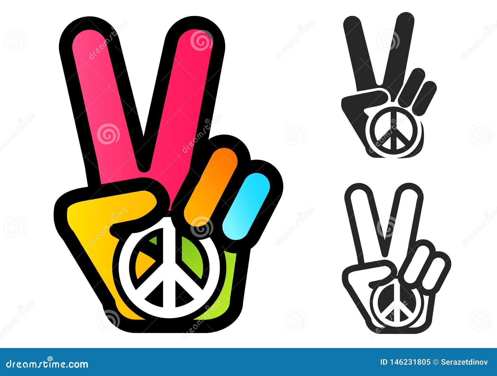 Hand and peace symbol stock vector. Illustration of emoji - 146231805