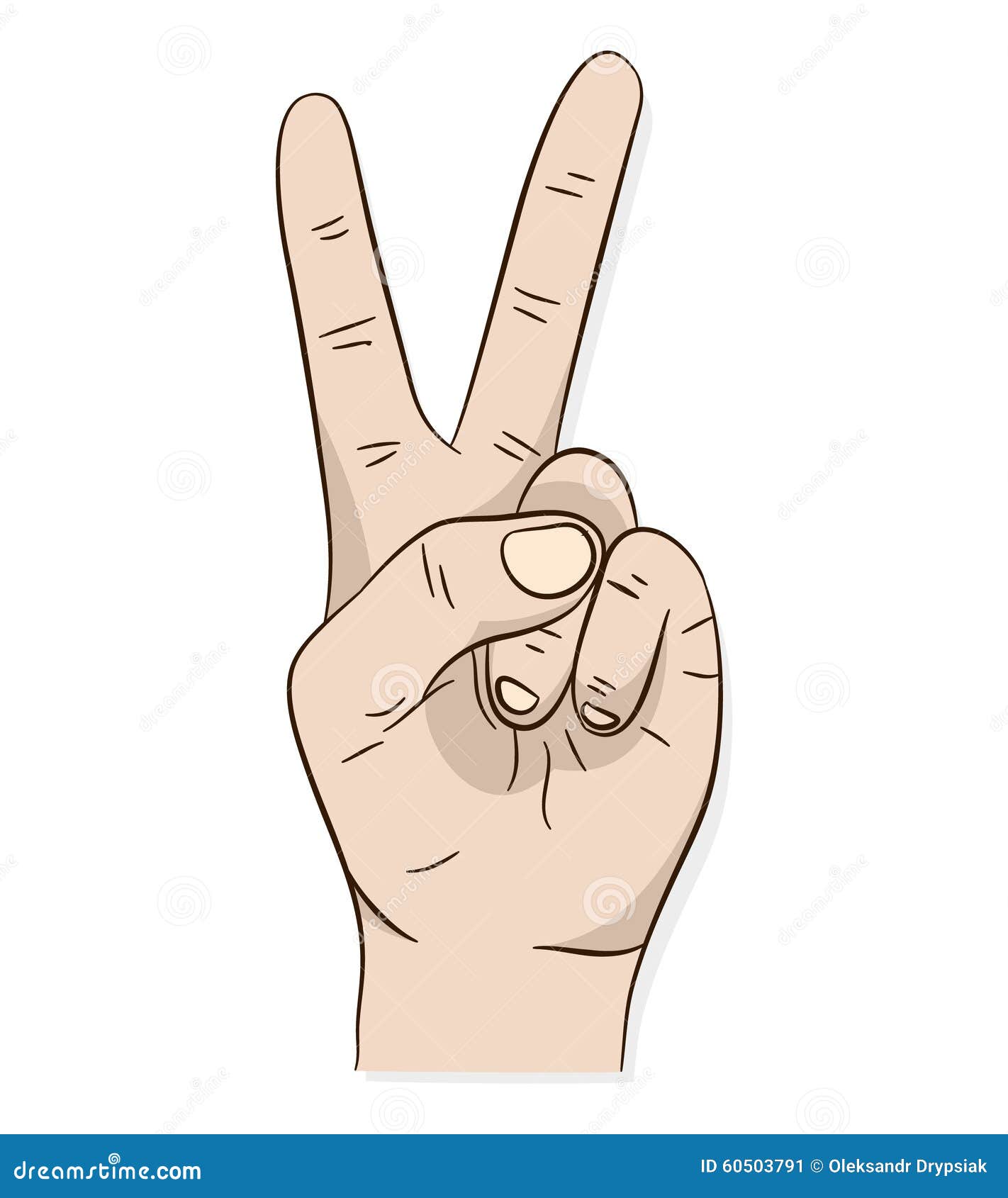 Hand peace or victory sign stock vector. Illustration of person - 60503791