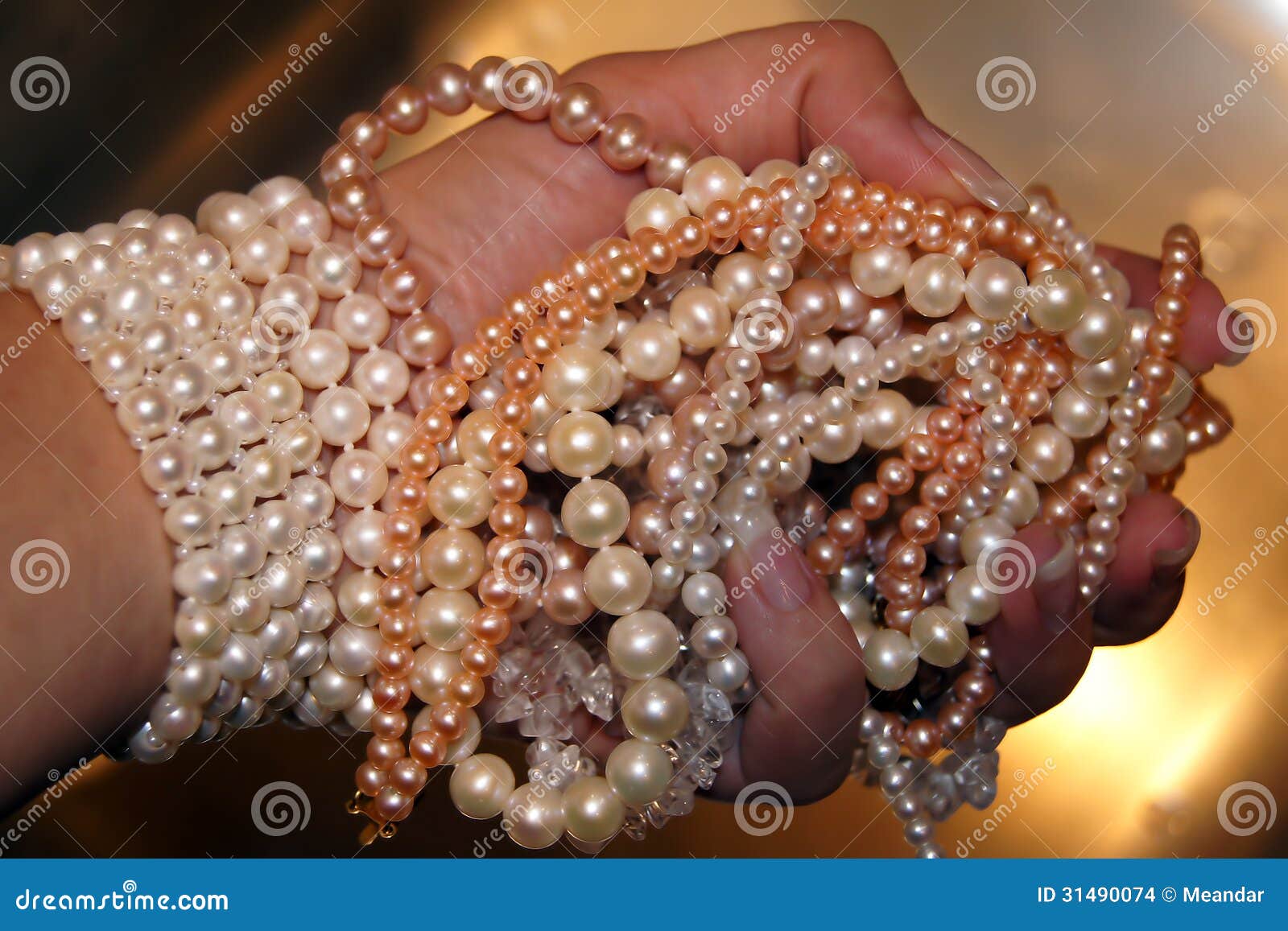 Hand with pearls stock photo. Image of jewel, feminine - 31490074