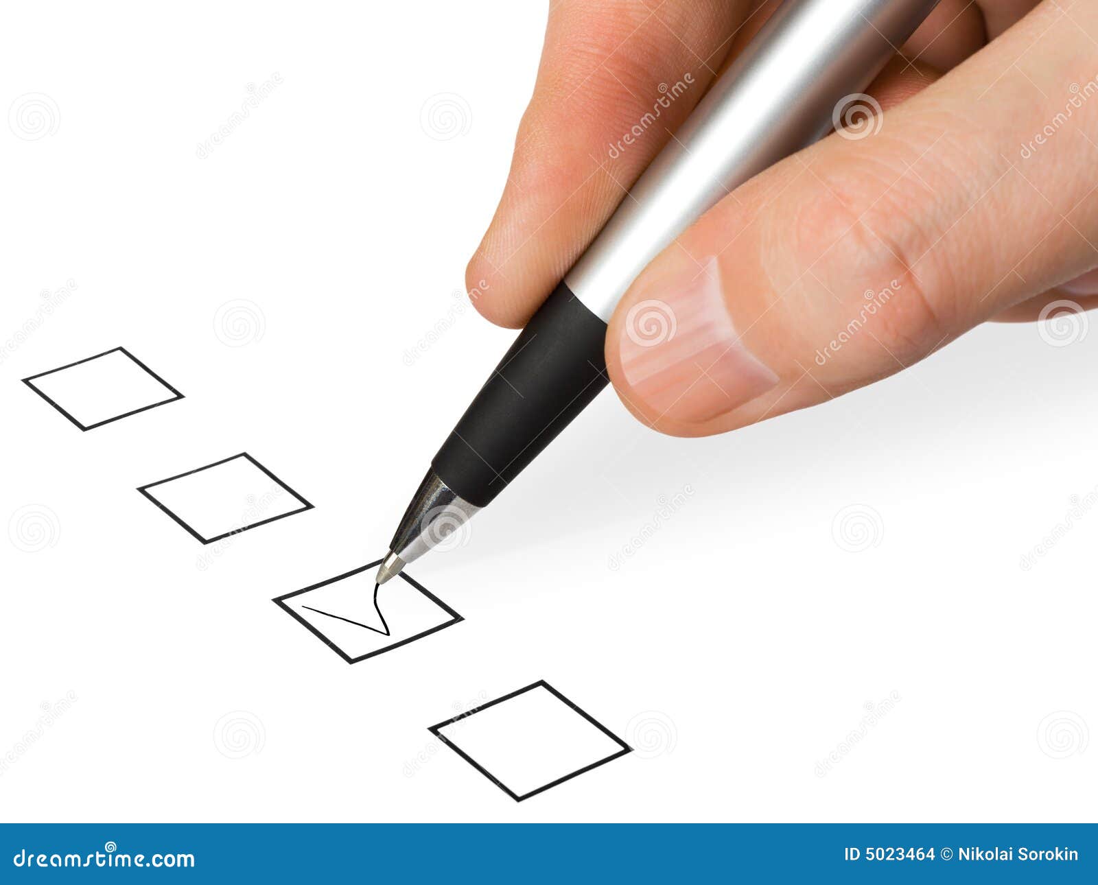 Hand with Pen and Check Box Stock Photo - Image of education, election ...