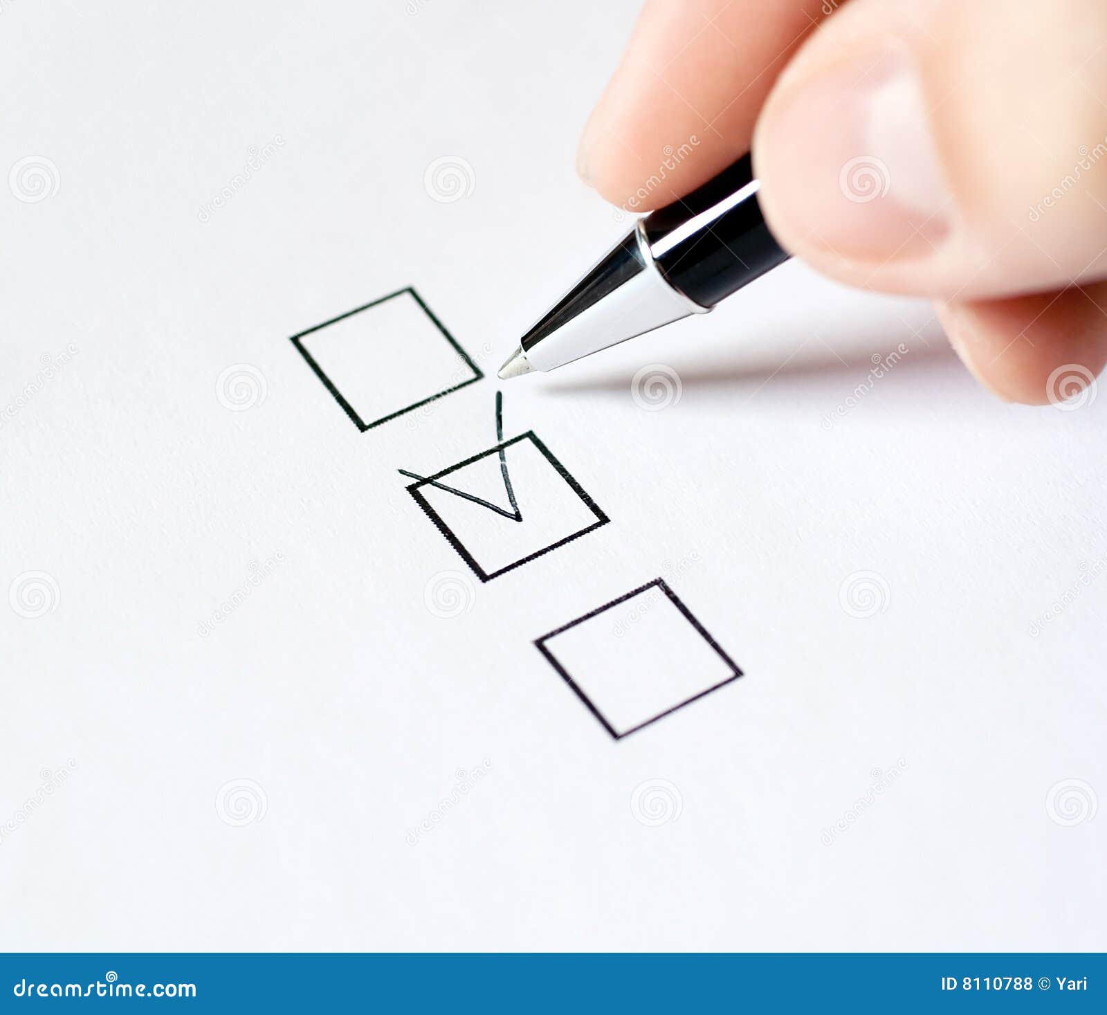 Hand with Pen and Check Box, Isolated on White Bac Stock Photo - Image ...