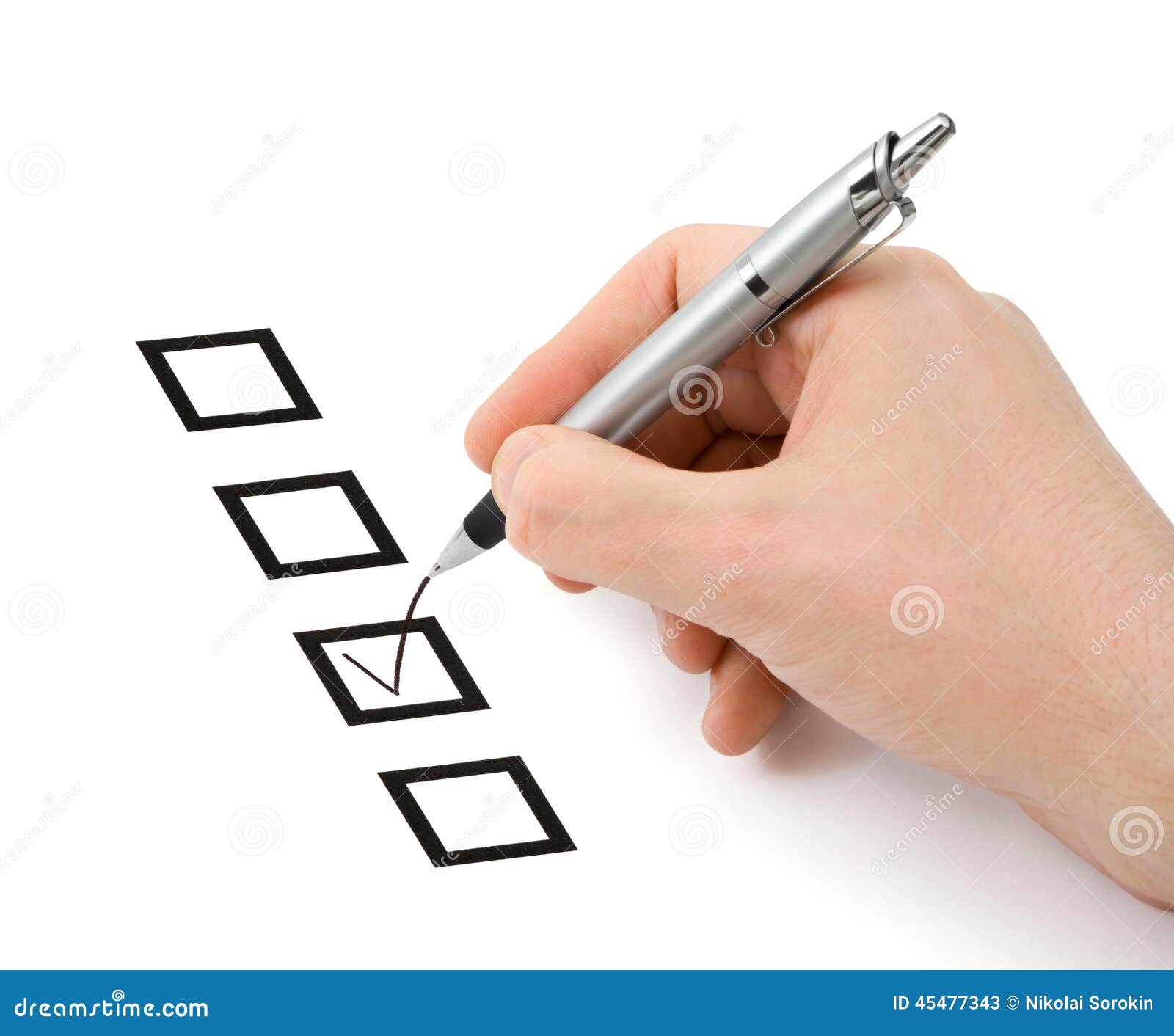 Hand with Pen and Check Boxes Stock Image - Image of business, check ...