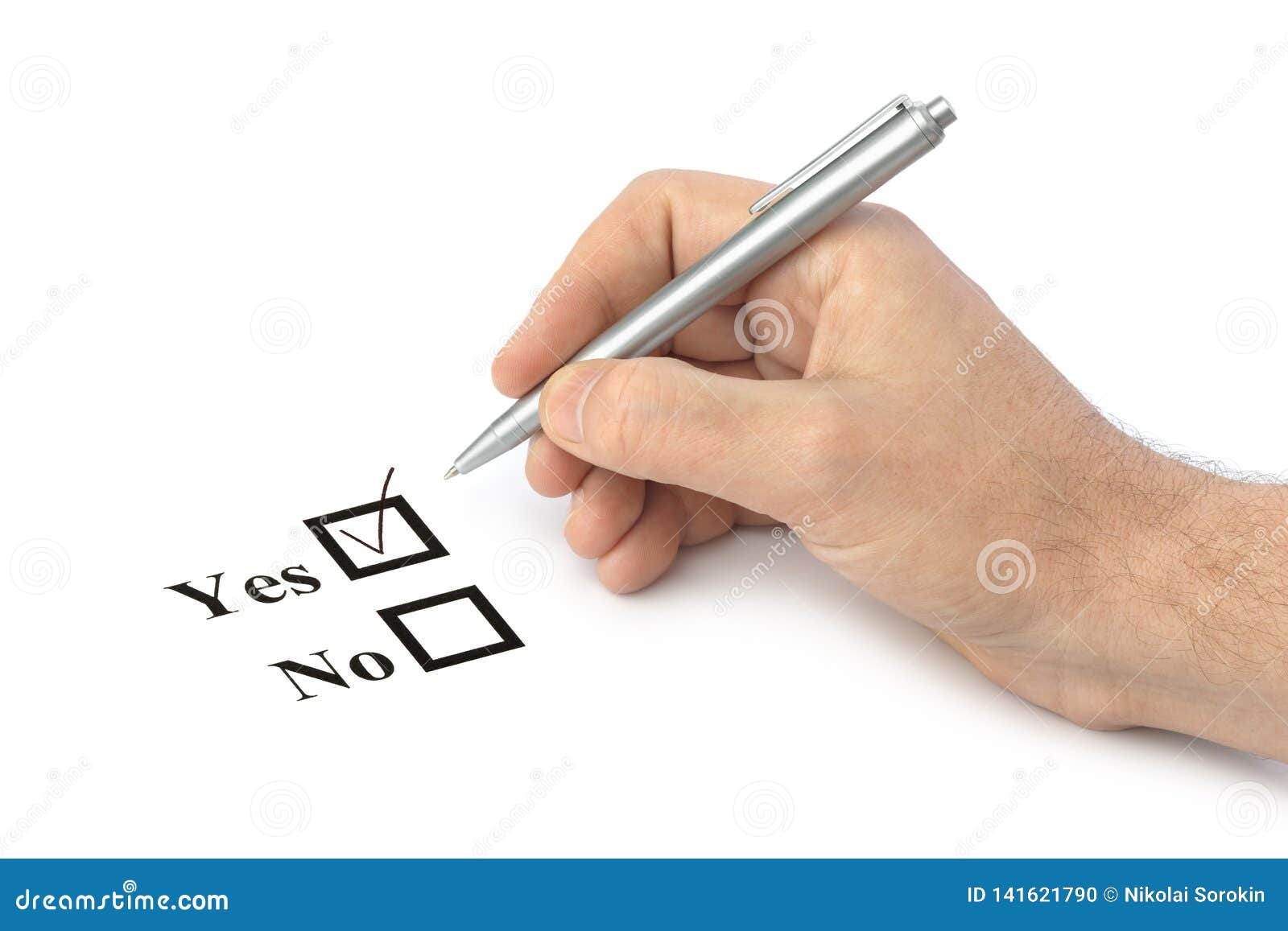 Hand with Pen and Check Boxes Stock Photo - Image of option, abstract ...
