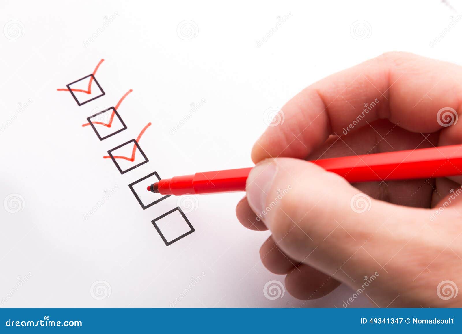 Hand with Pen and Check Boxes Stock Image - Image of idea, consent ...