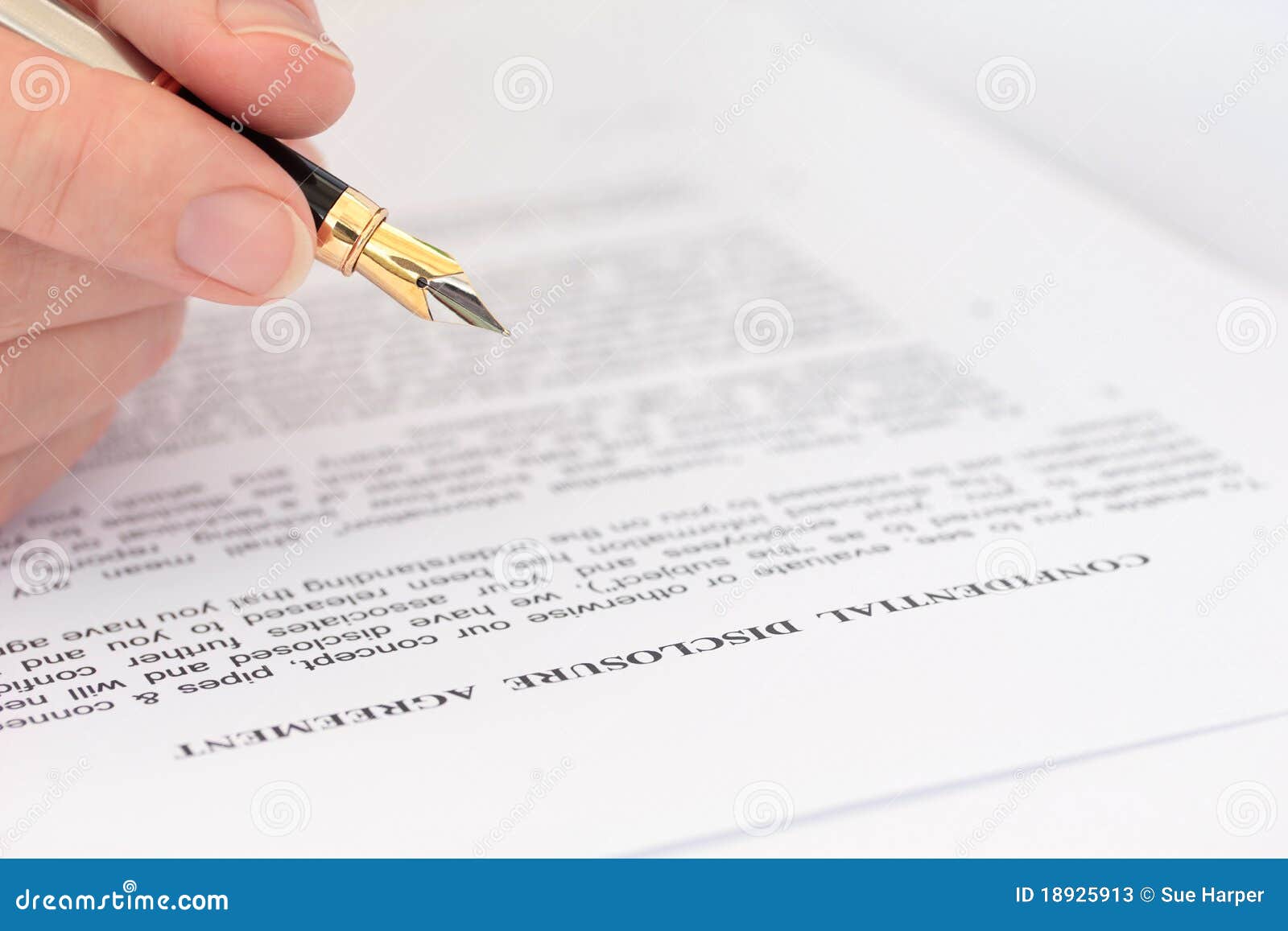 Hand with Pen Checking Disclosure Agreement Stock Image - Image of ...