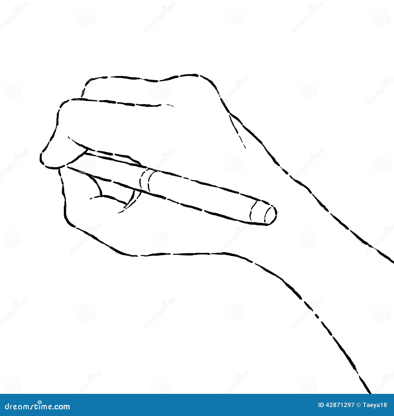 Hand with pen drawing stock illustration. Illustration of tattoo - 42871297