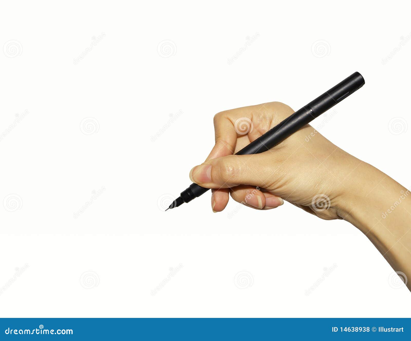 Hand with Pen Isolated on White Stock Photo - Image of name, nail: 14638938