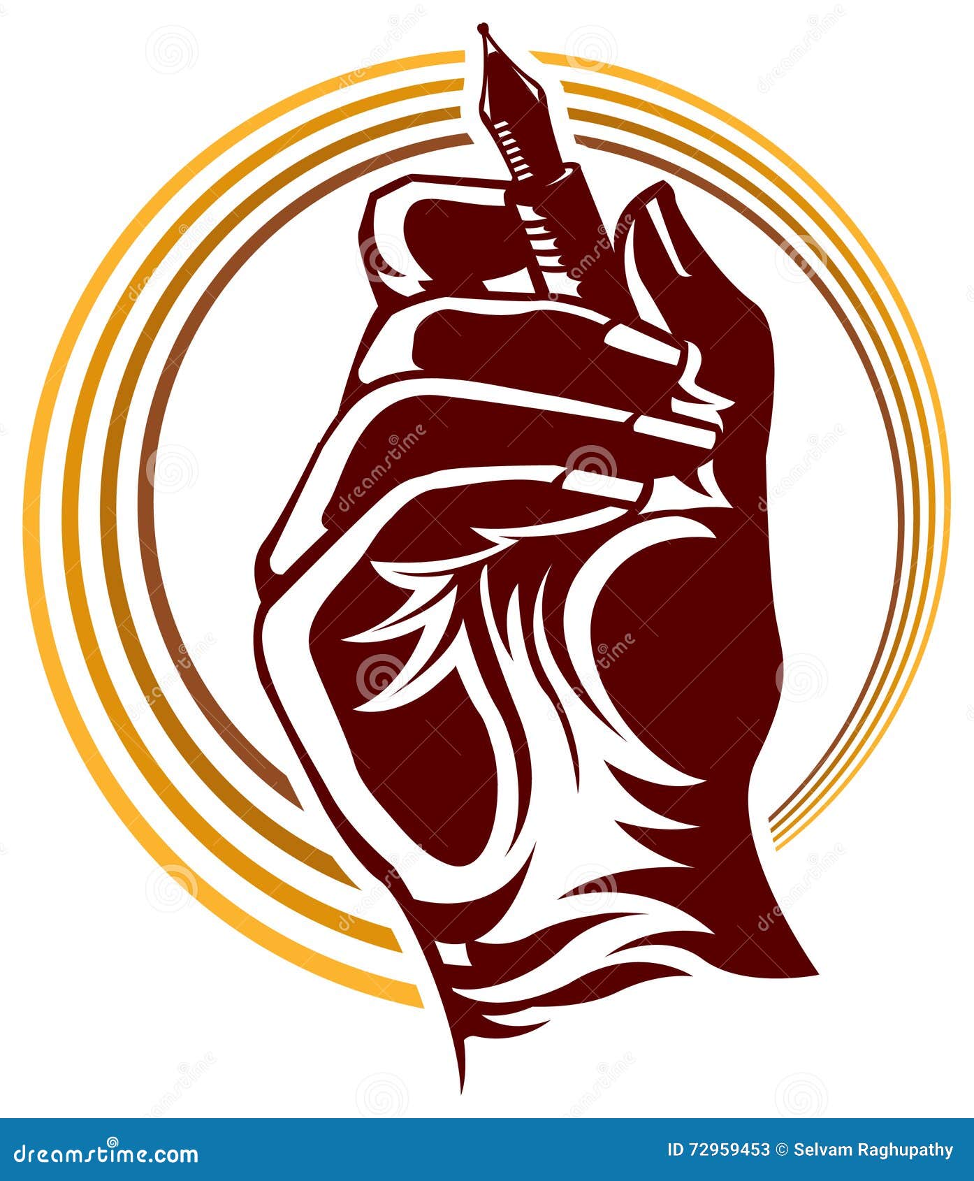 The hand with a pen stock illustration. Illustration of fingers - 72959453