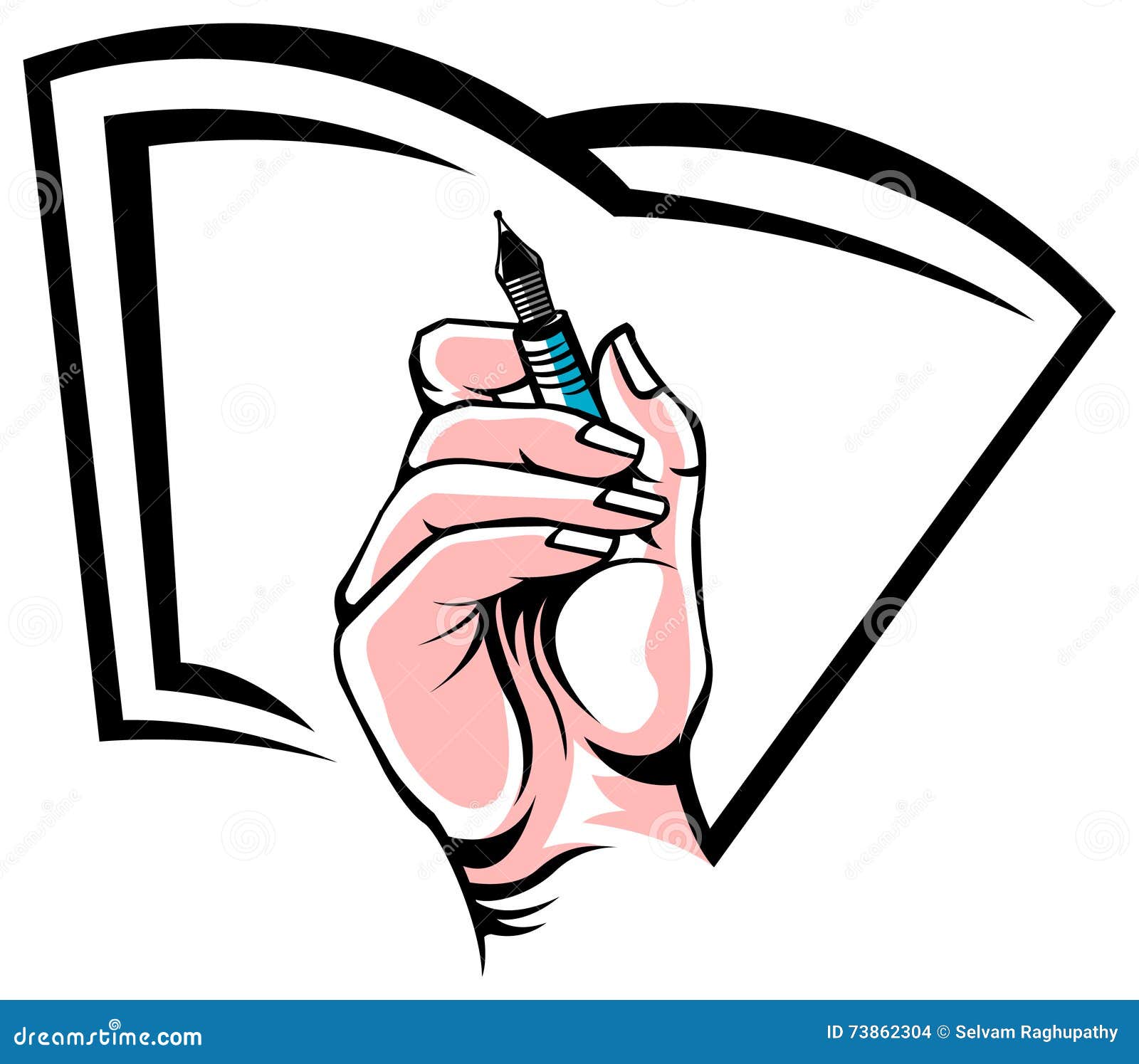The hand with a pen stock vector. Illustration of symbol - 73862304