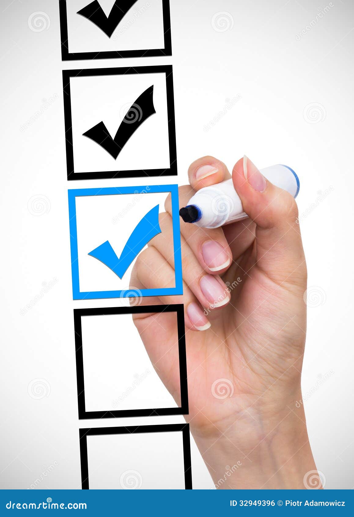 Hand with Pen Mark the Check Boxes Stock Photo - Image of marker ...