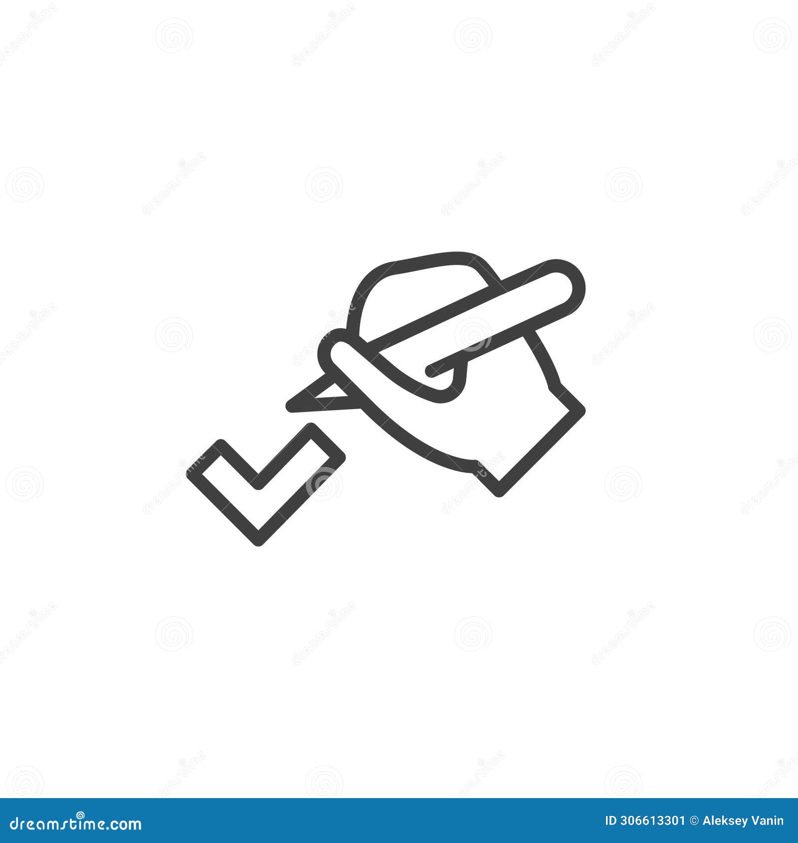 Hand with a Pen Marking a Checkmark Line Icon Stock Vector ...