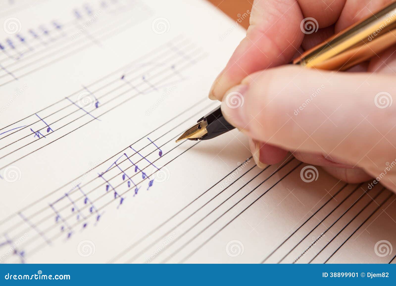 Hand with Pen and Music Sheet Stock Image - Image of inspiration ...