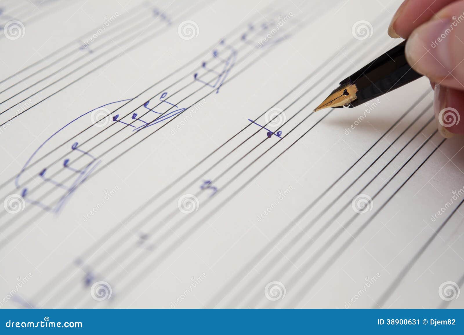 Hand with Pen and Music Sheet Stock Image - Image of creation, melody ...