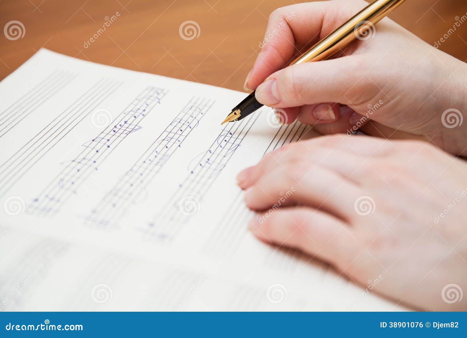 Hand with Pen and Music Sheet Stock Photo - Image of pattern, music ...