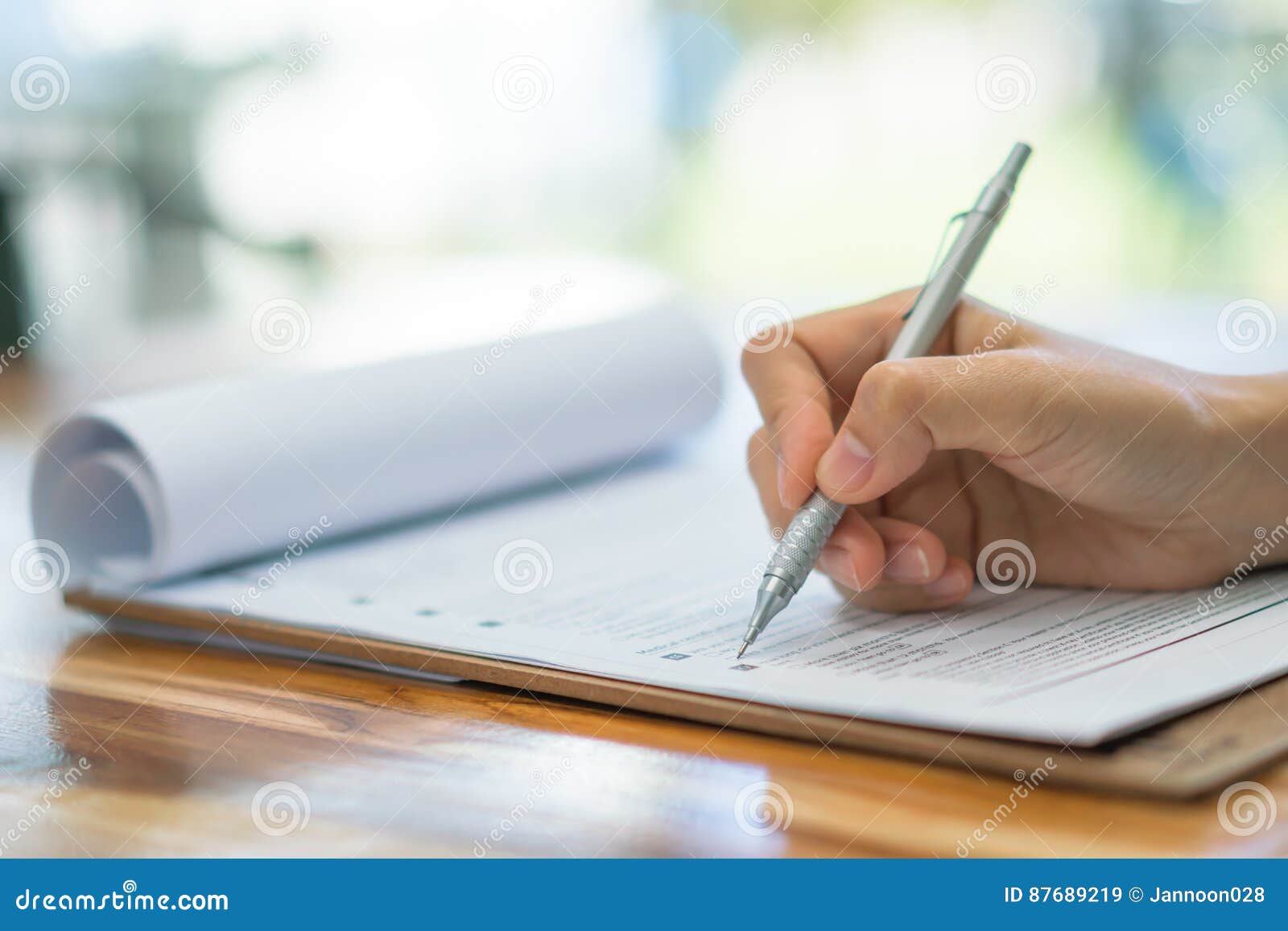 Hand with Pen Over Application Form . Stock Image - Image of opinion ...