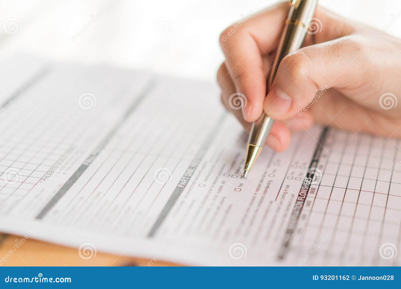 Hand with Pen Over Application Form . Stock Photo - Image of option ...