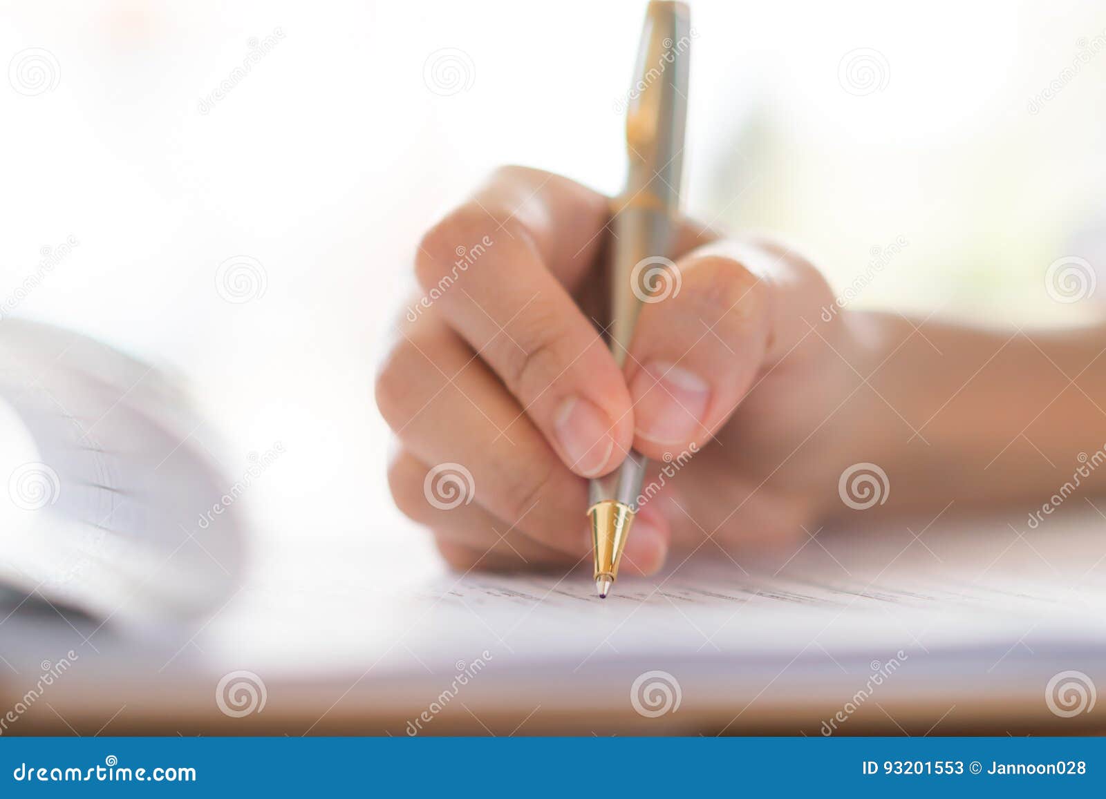 Hand with Pen Over Application Form Stock Image - Image of poll ...
