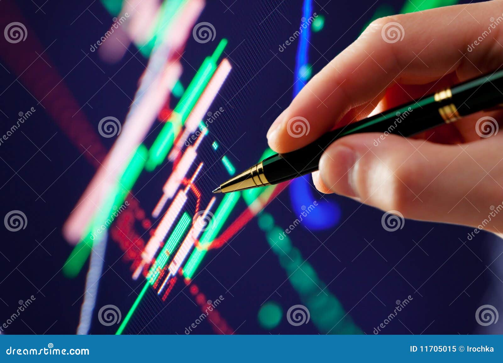 Hand and Pen Pointer, Chart Stock Image - Image of monitor, human: 11705015