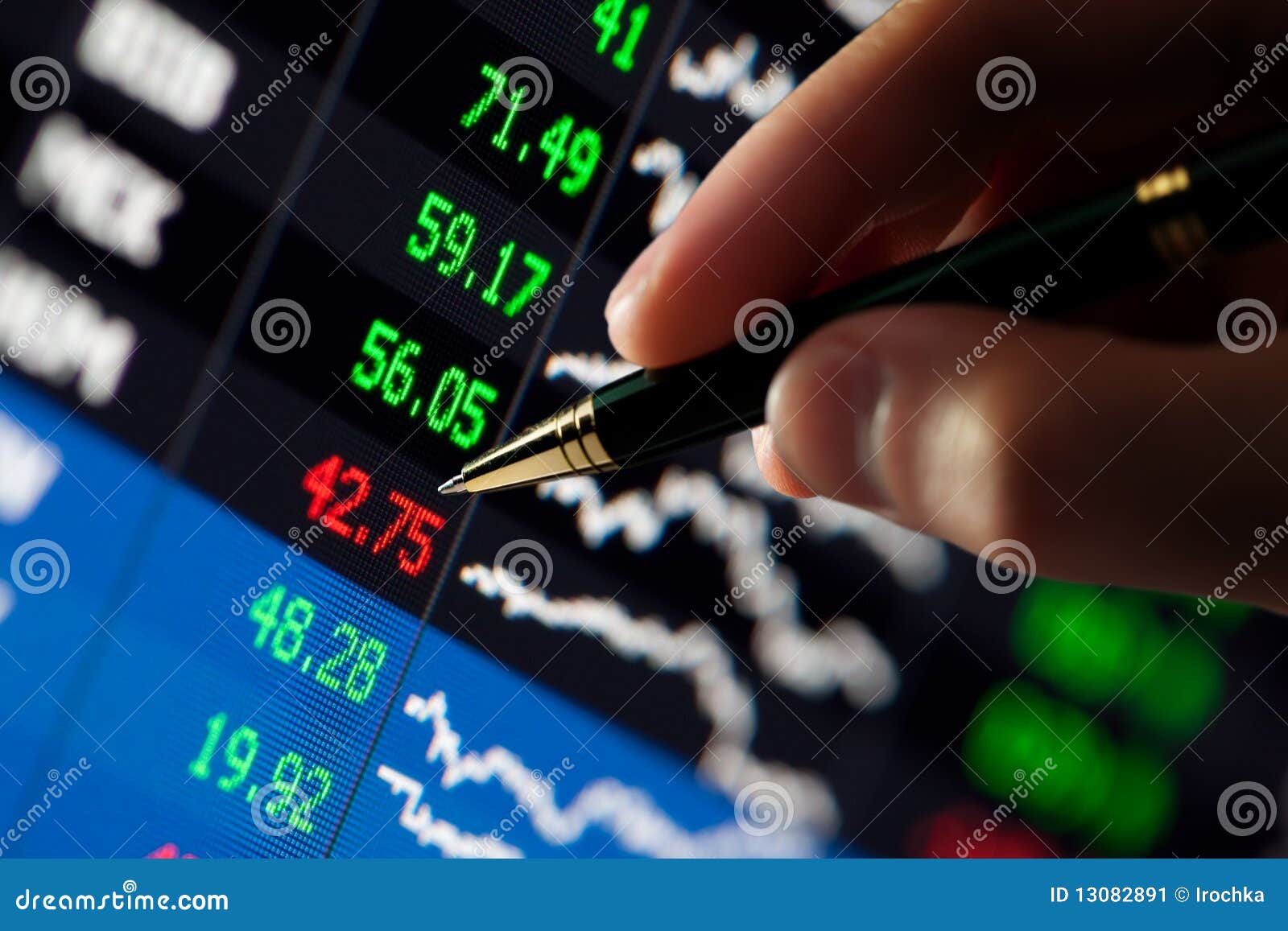 Hand and Pen Pointer, Chart Stock Image - Image of information ...