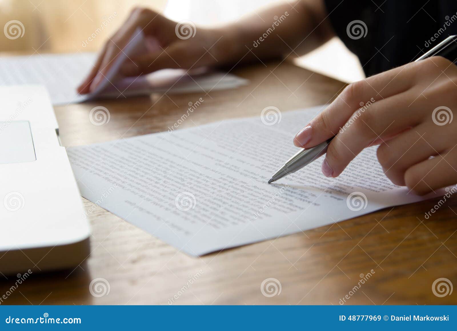 Hand with Pen Proofreading stock image. Image of paper - 48777969