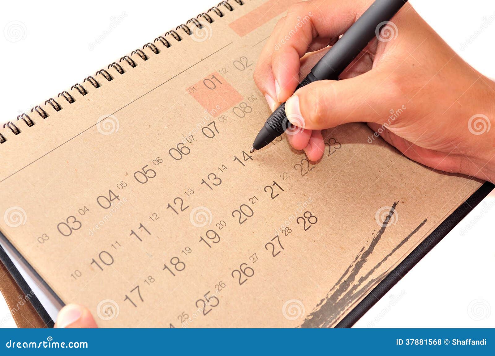 Hand with Pen Take a Note into Calendar Stock Photo - Image of note ...