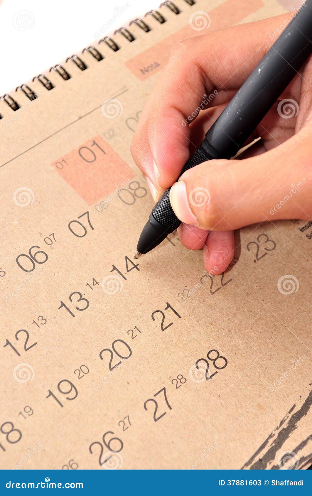 Hand with Pen Take a Note into Calendar Stock Image - Image of personal ...