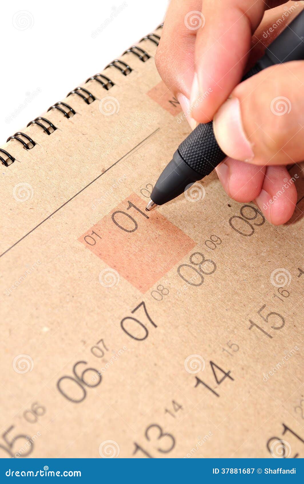 Hand with Pen Take a Note into Calendar Stock Image - Image of note ...