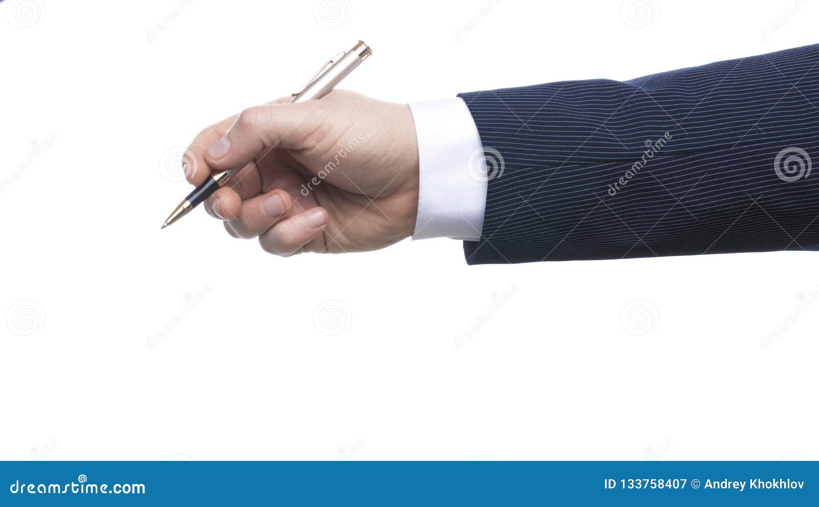 A Hand Pen Top View Writing on White Background Stock Image - Image of ...