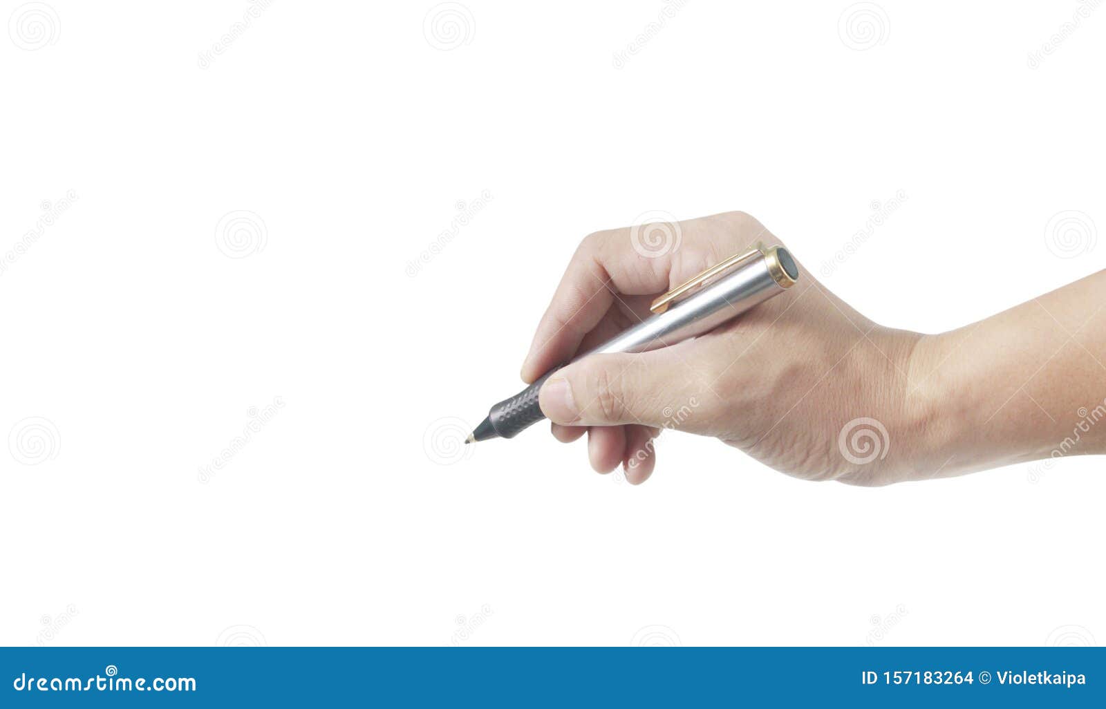 Hand with Pen on a White Background Stock Photo - Image of human ...