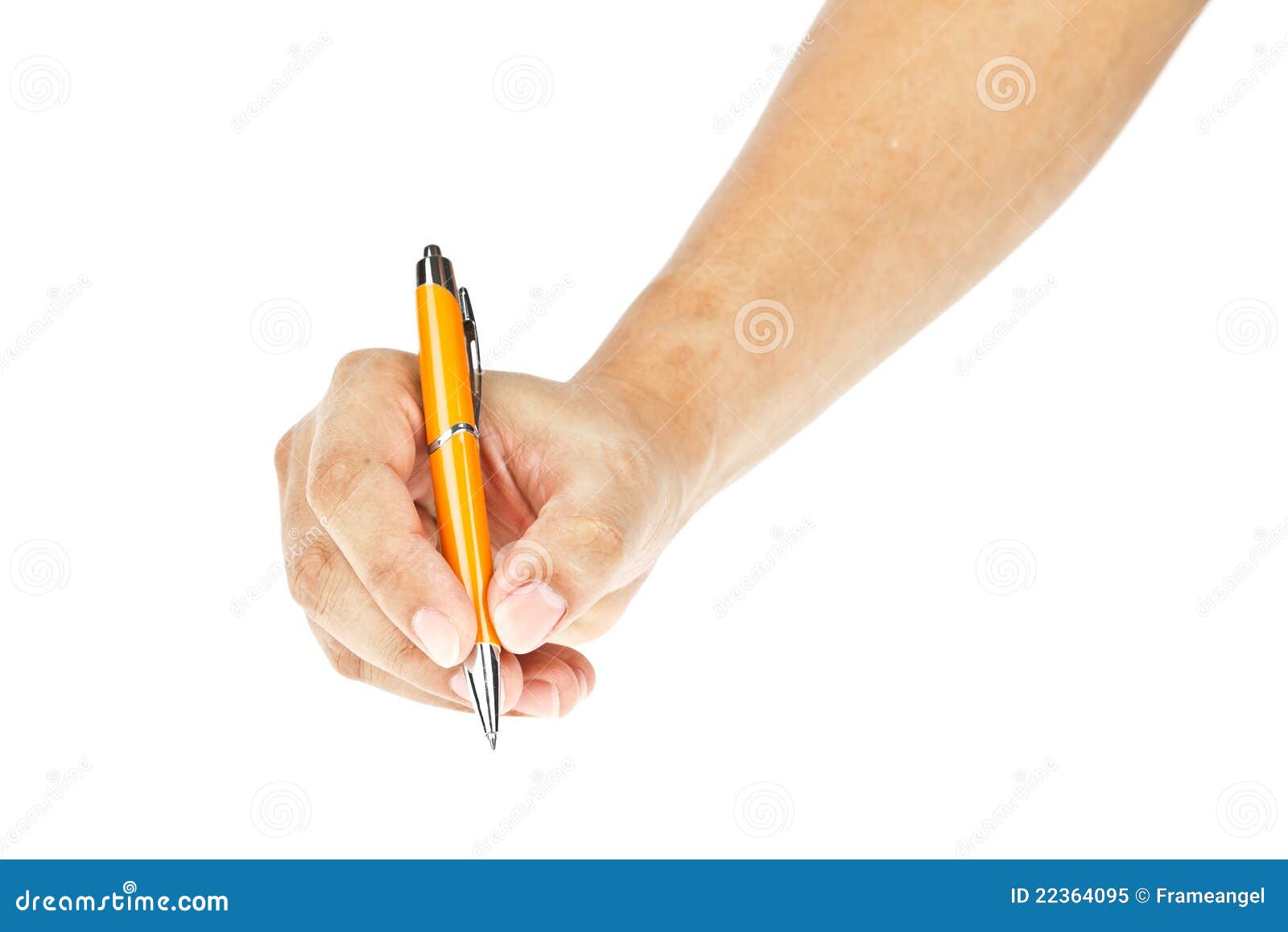 Hand and Pen on White Background Stock Image - Image of studying ...