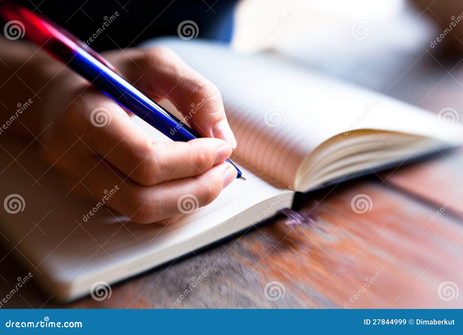 Hand Pen Writes in a Notebook Stock Image - Image of correspondence ...