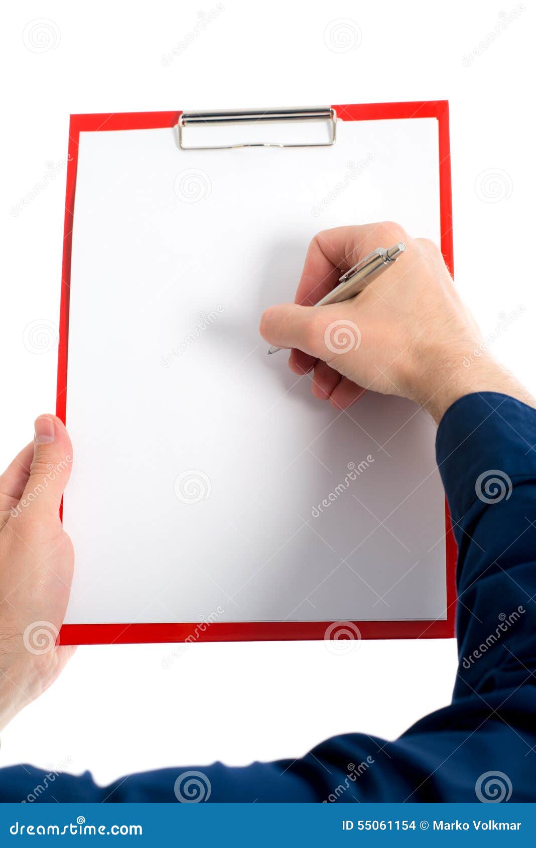 Hand with Pen is Writing at a Clipboard Stock Photo - Image of signing ...