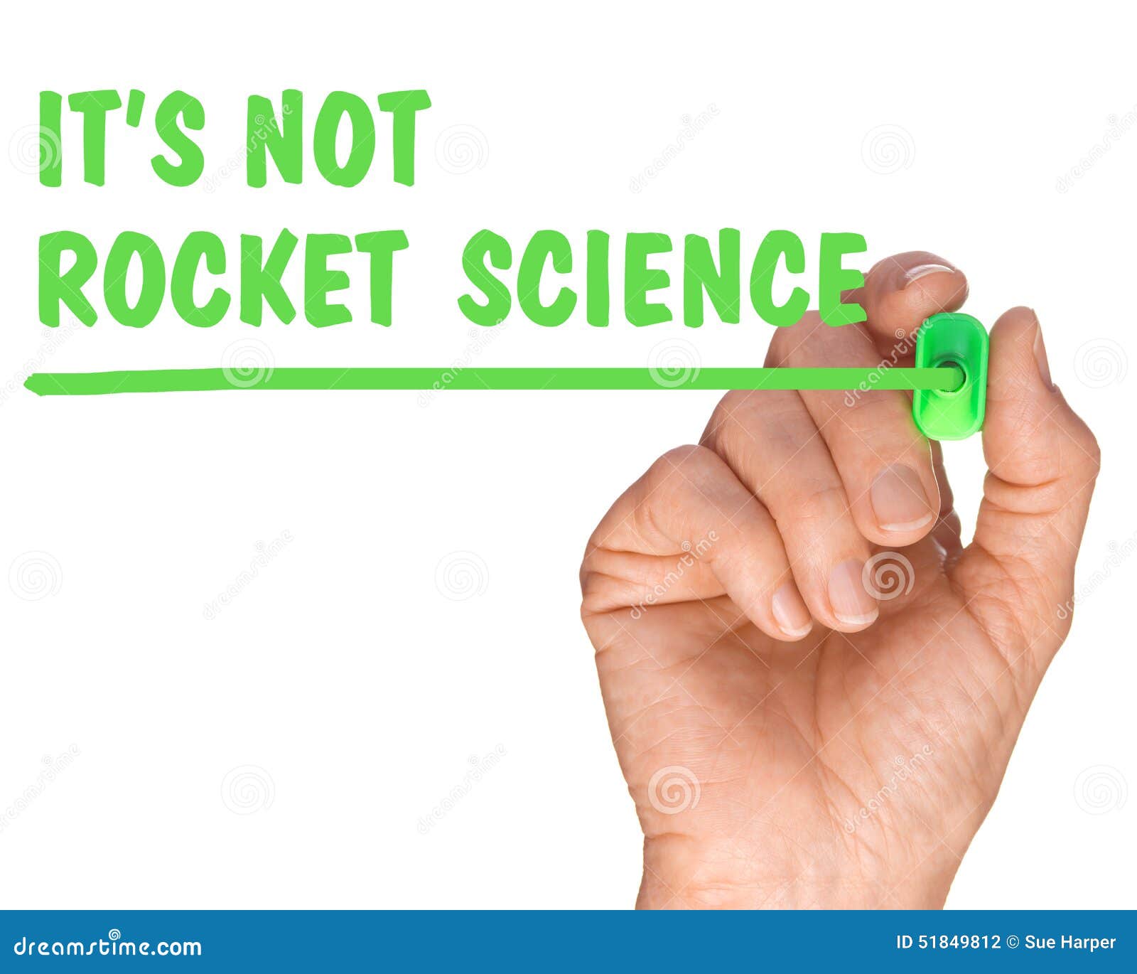 Hand with Pen Writing Its Not Rocket Science Quote Stock Photo - Image ...
