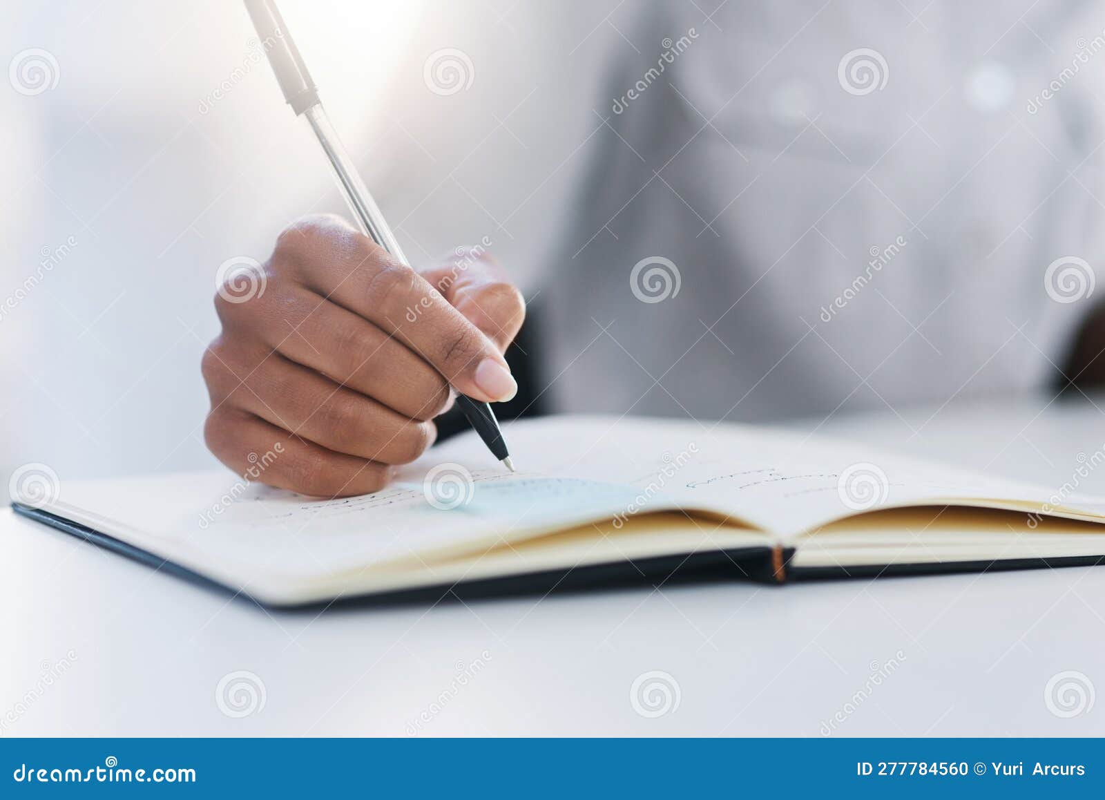 Hand, Pen and Writing in Notebook or Planning, Working and Notes in ...