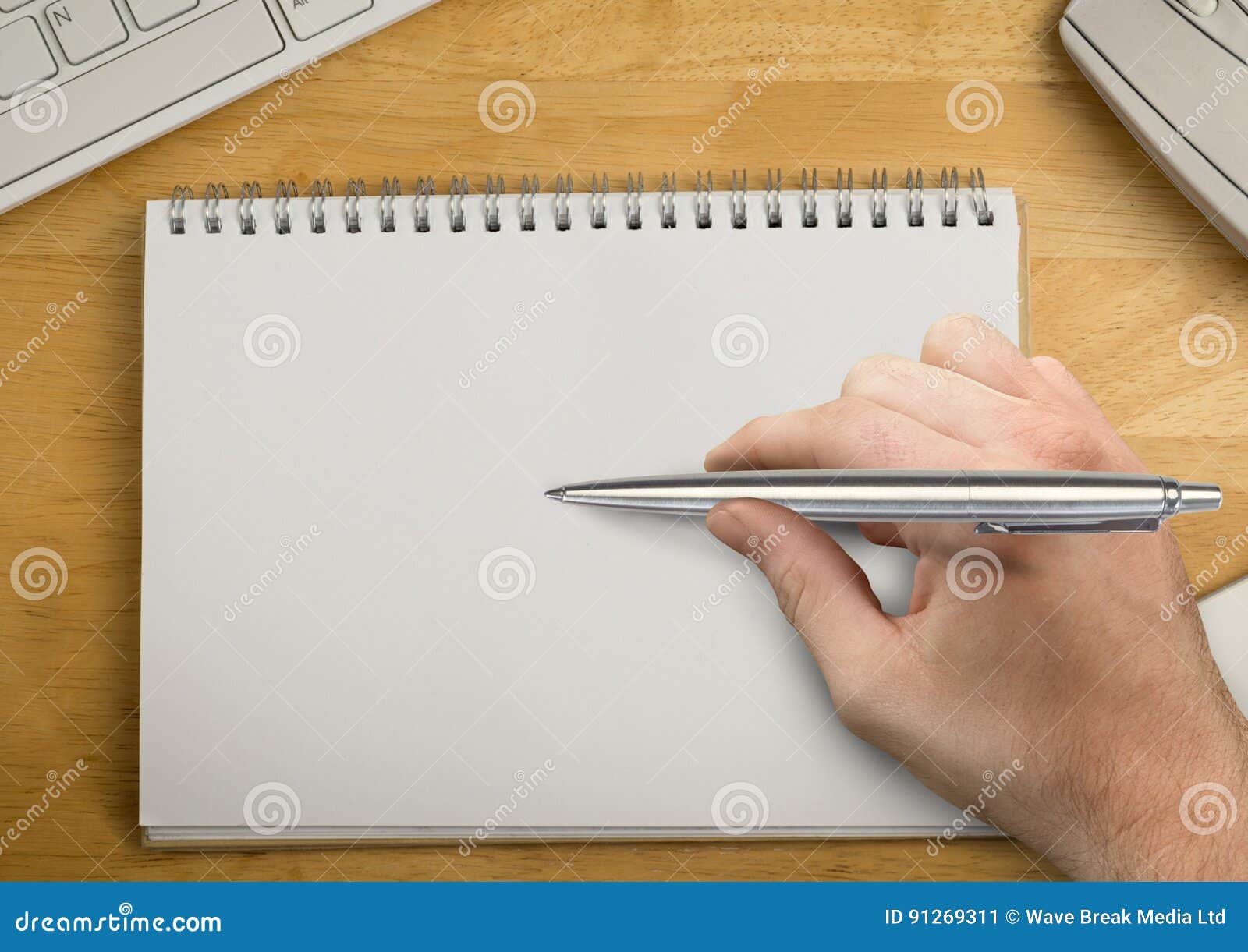 Hand with Pen Writing in Notepad Stock Image - Image of office ...