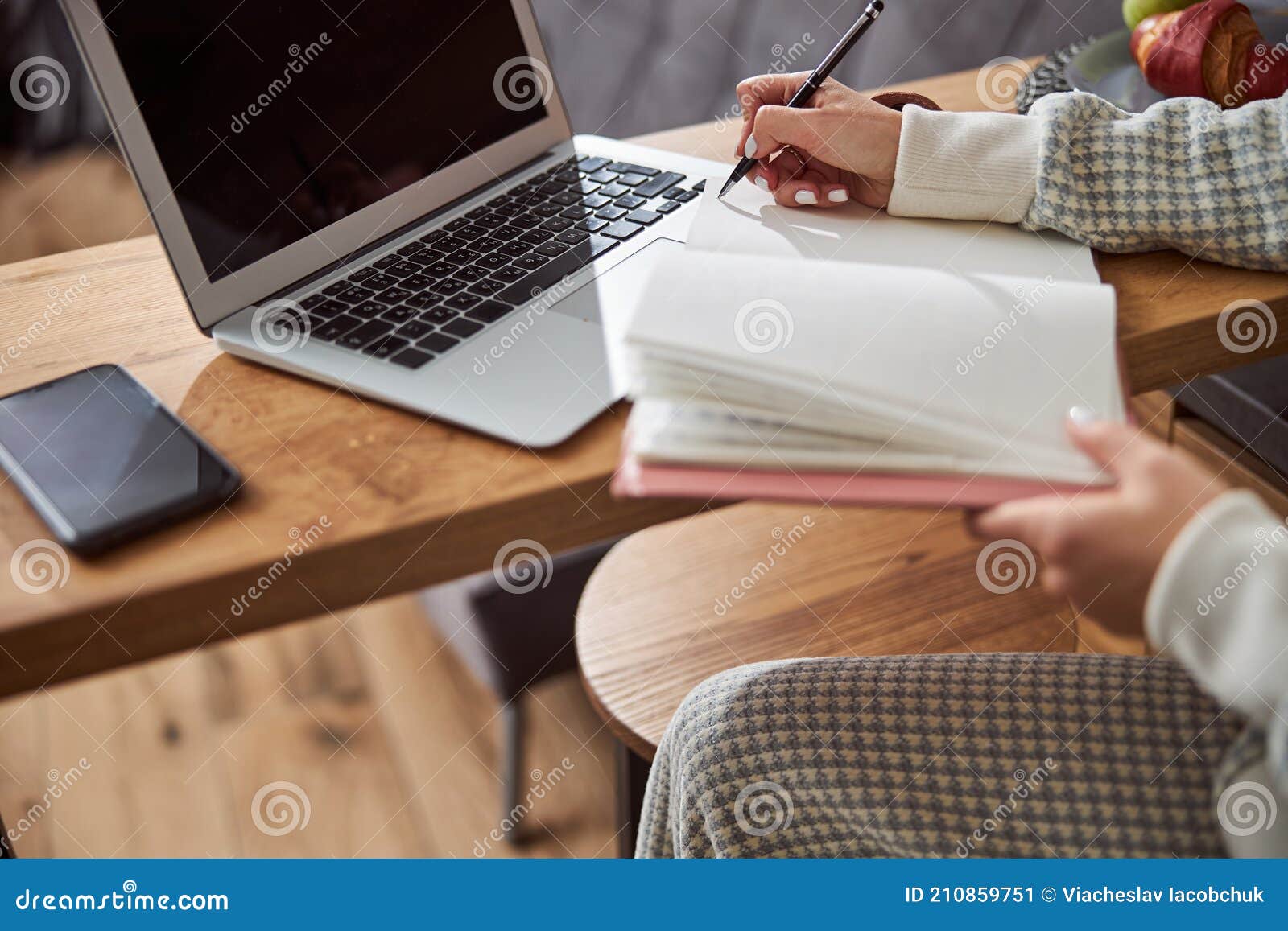 Hand with Pen Writing in a Record Book Stock Image - Image of room ...