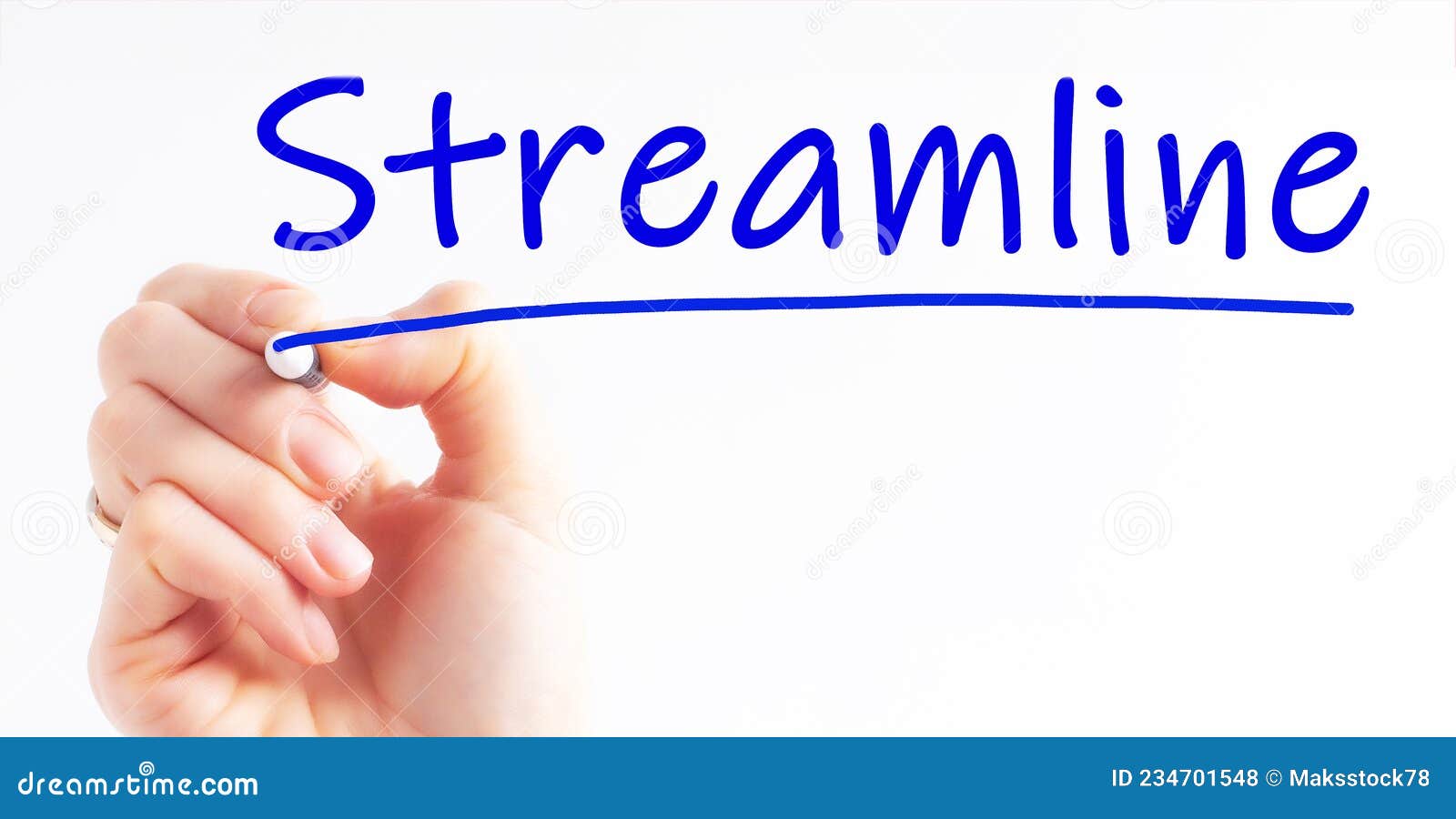 Hand with Pen is Writing the Text Streamline on the Transparent ...