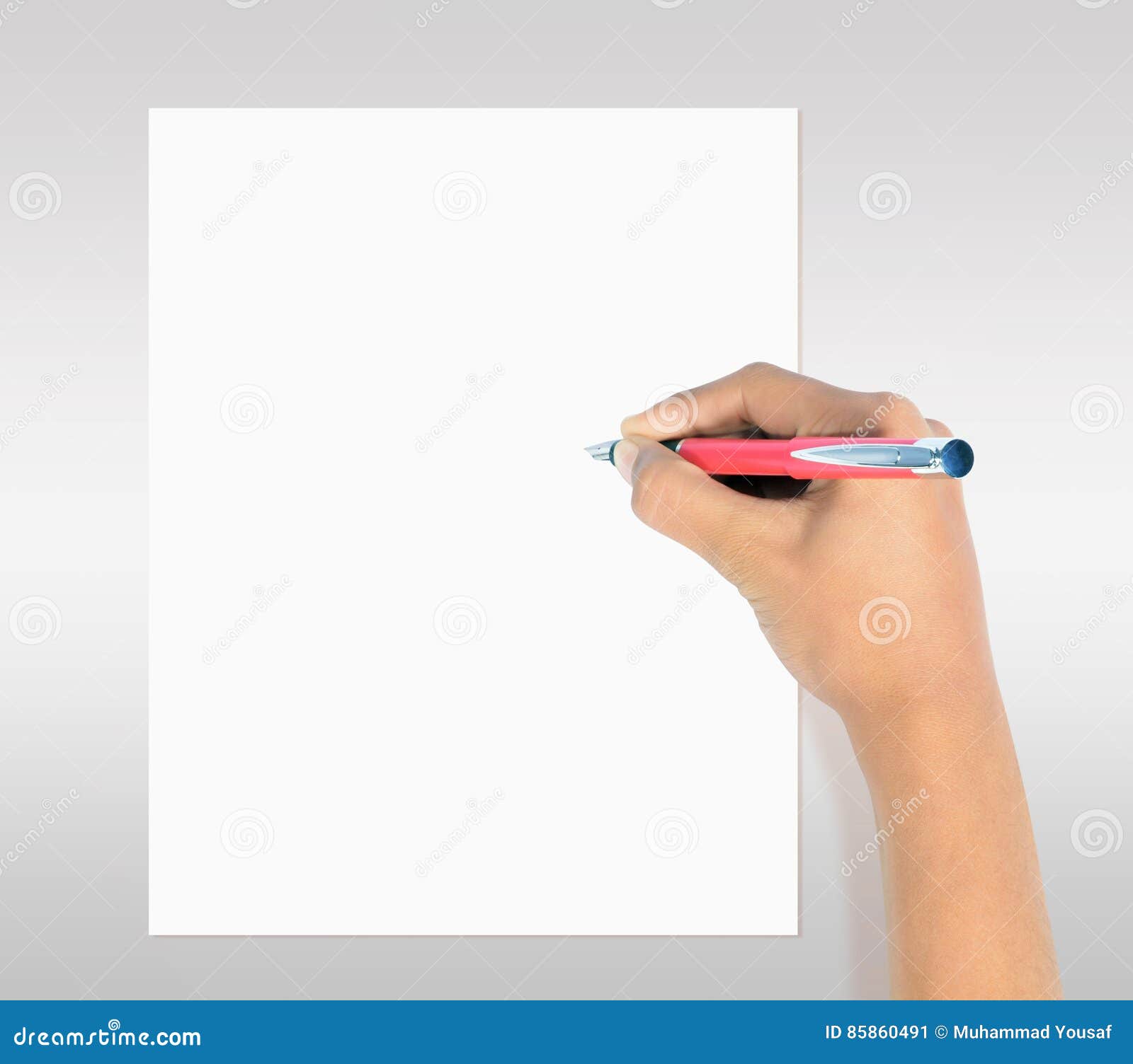 Hand with Pen Writing on White Paper Stock Image - Image of writing ...