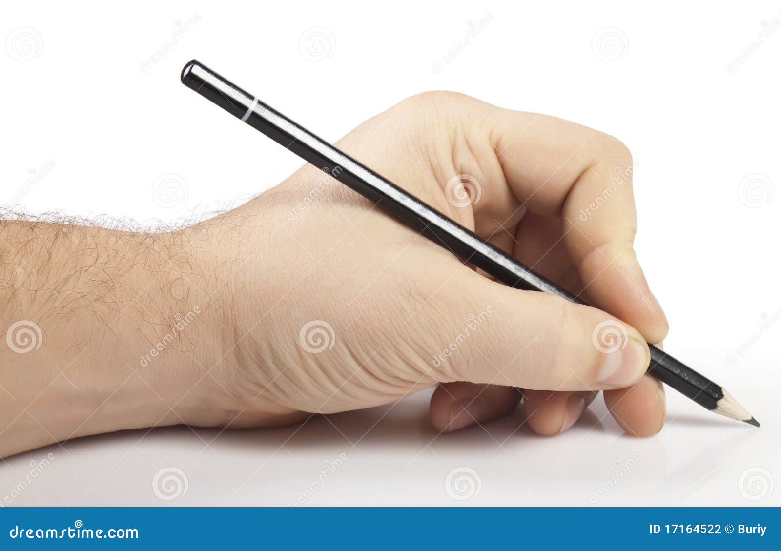 Hand with a pencil stock photo. Image of paint, white - 17164522