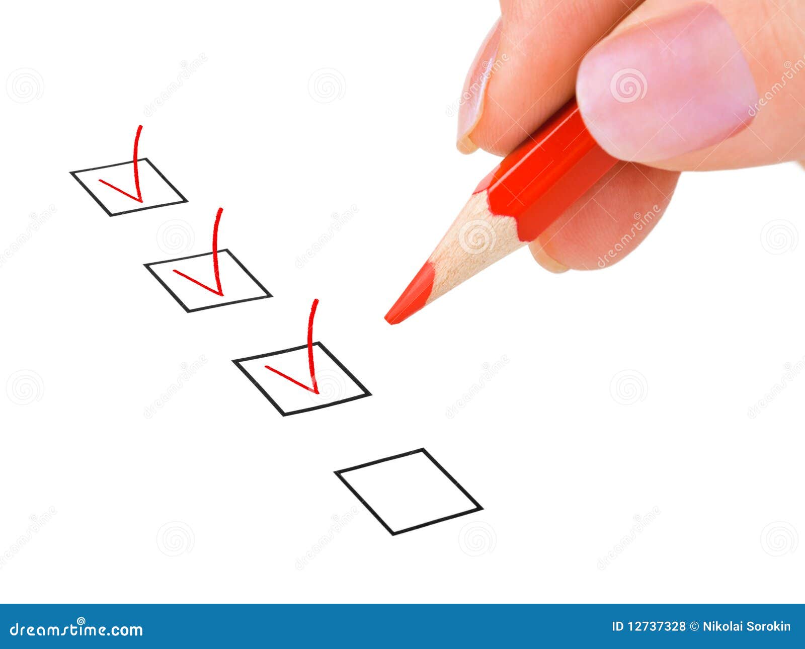 Hand with Pencil and Check Boxes Stock Photo - Image of canvass ...