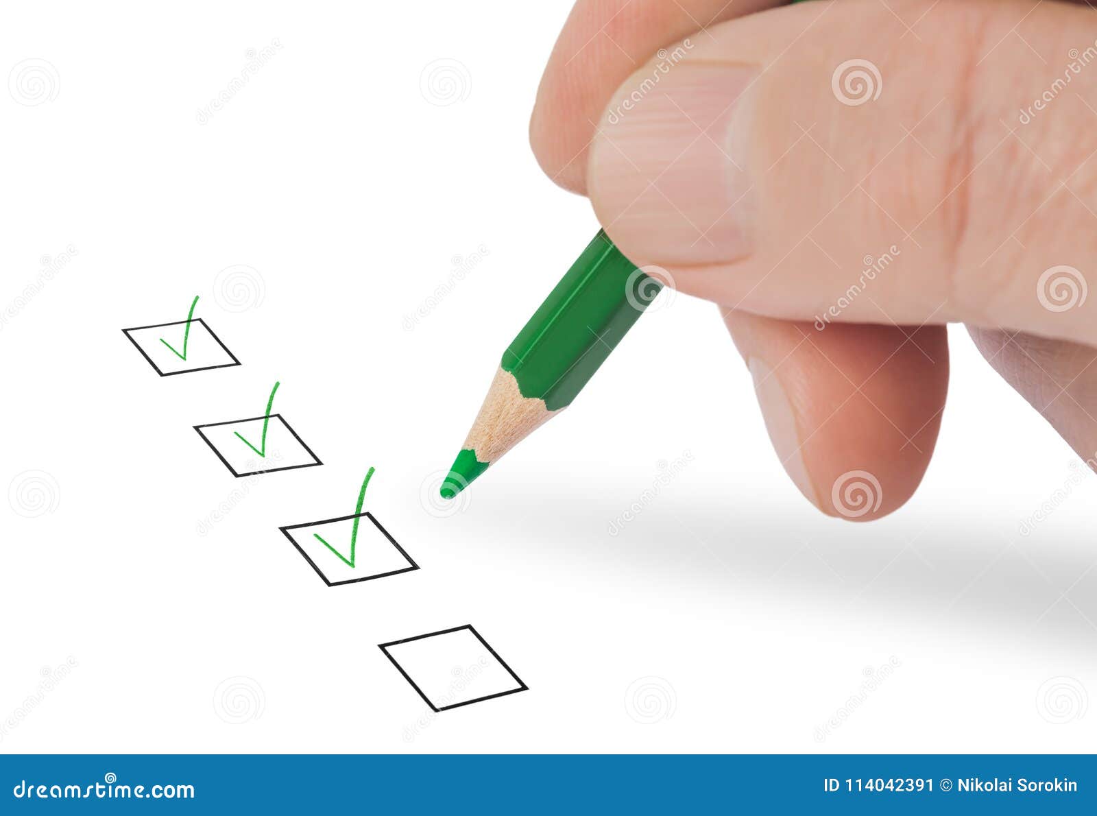 Hand with Pencil and Check Boxes Stock Image - Image of consent ...