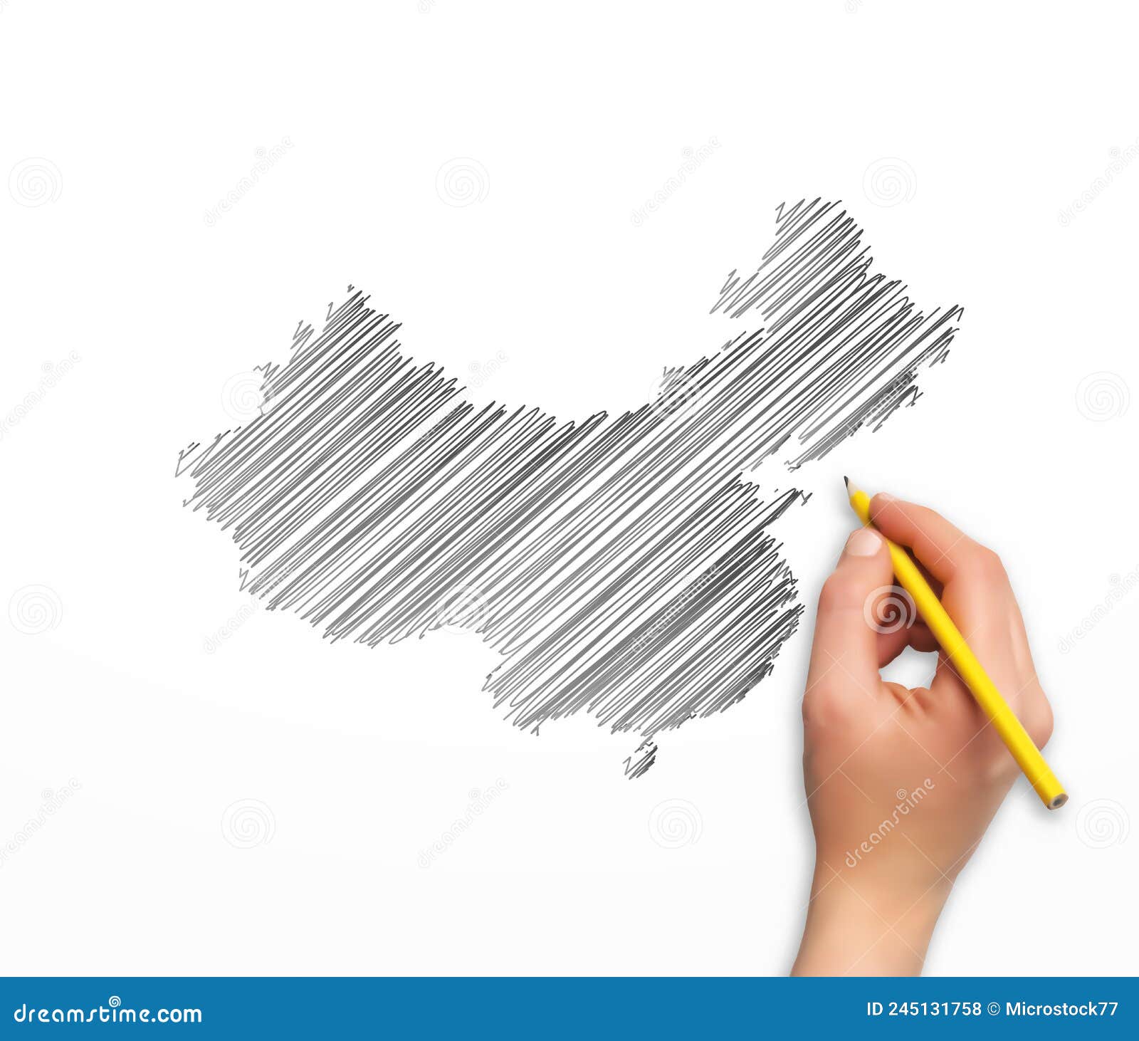 China Blueprint Map Template With Capital City. Cartoon Vector ...